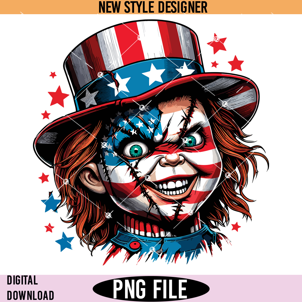 Chucky 4th Of July Png, American Flag Png, Freedom Shirt Png | Inspire ...