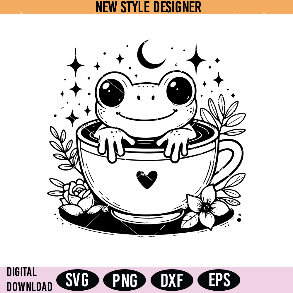 Teacup Frog SVG, Frog SVG, Cute Frog SVG, Cut Files for Cric | Inspire ...