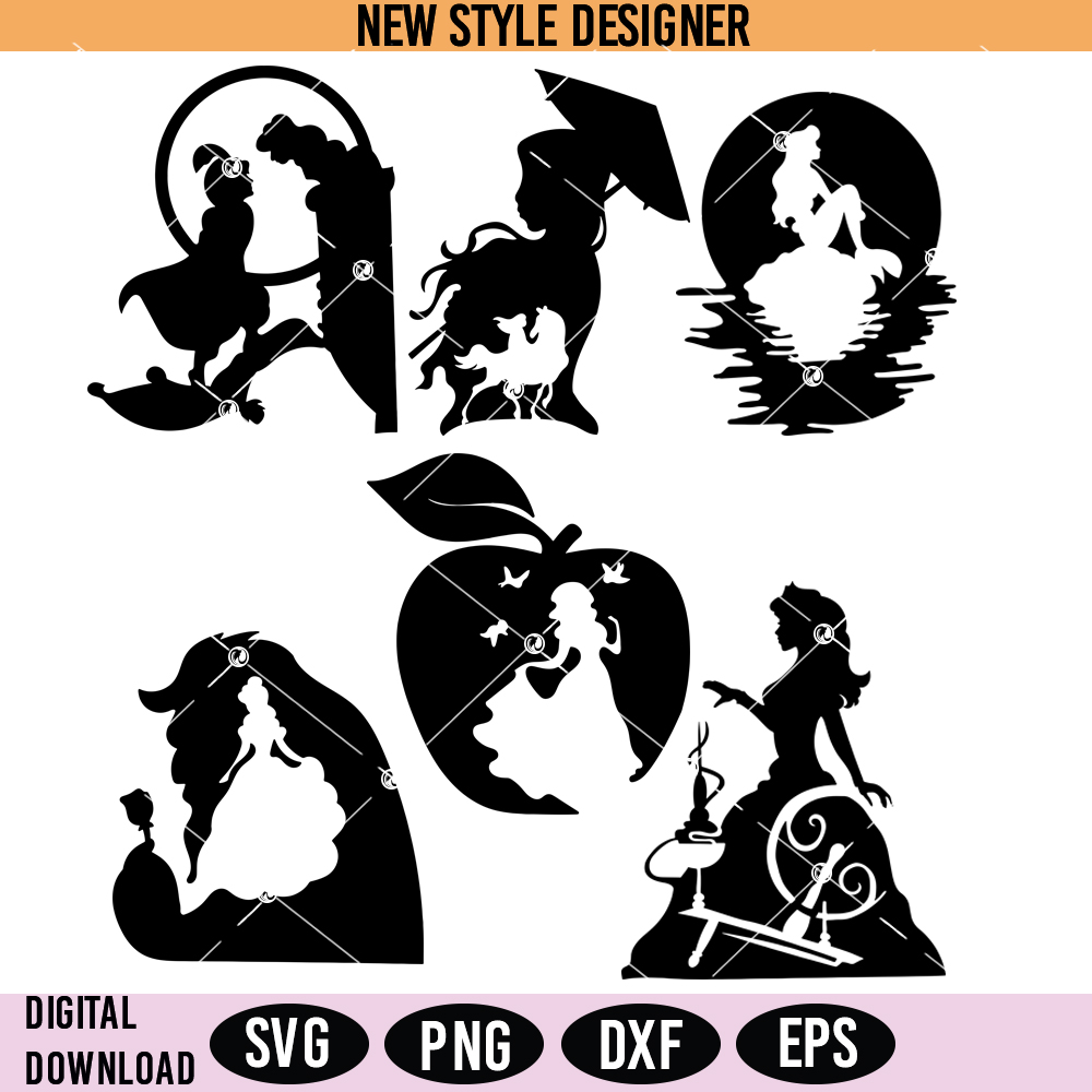 iconic princess scenes svg, disney princess svg, princess cl | Inspire ...