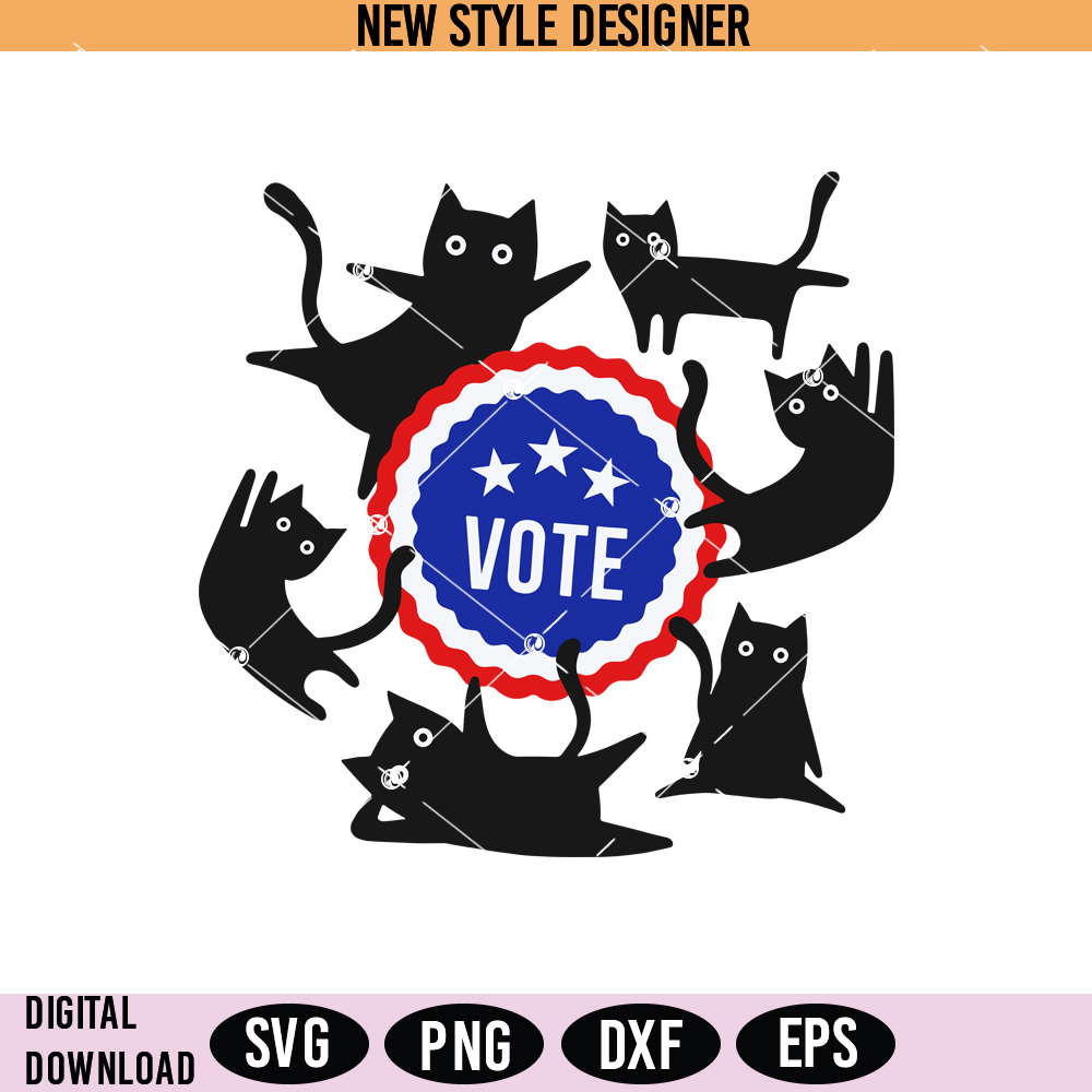 Funny Cat Lovers Vote Svg, Black Cats VOTE Svg, Png, Instant | Inspire ...