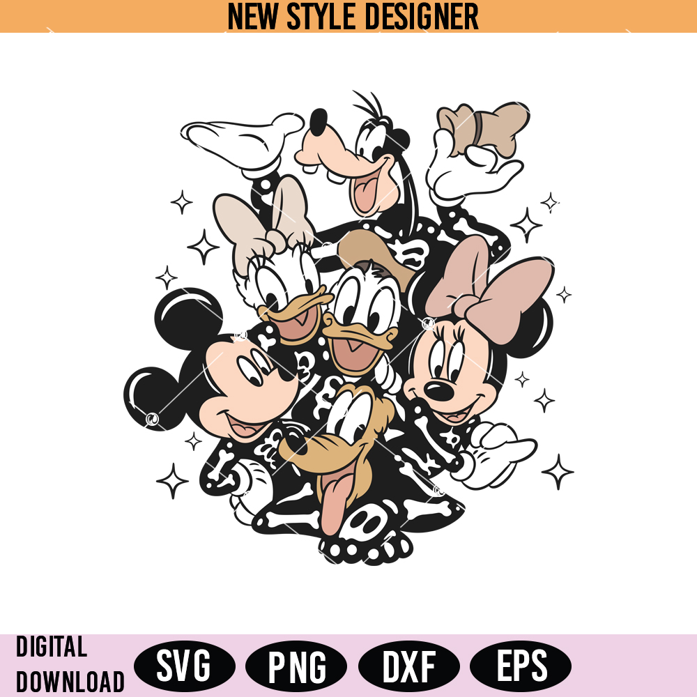 Mouse and Friends Skeletons Svg, Halloween Skeleton SVG, Mou | Inspire ...