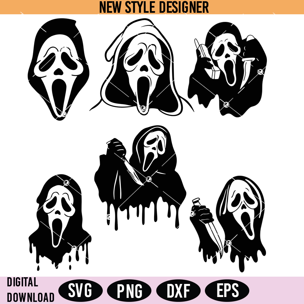 Ghost Layered SVG Bundle, Scream Face Svg, Ghost Face Svg, P | Inspire ...