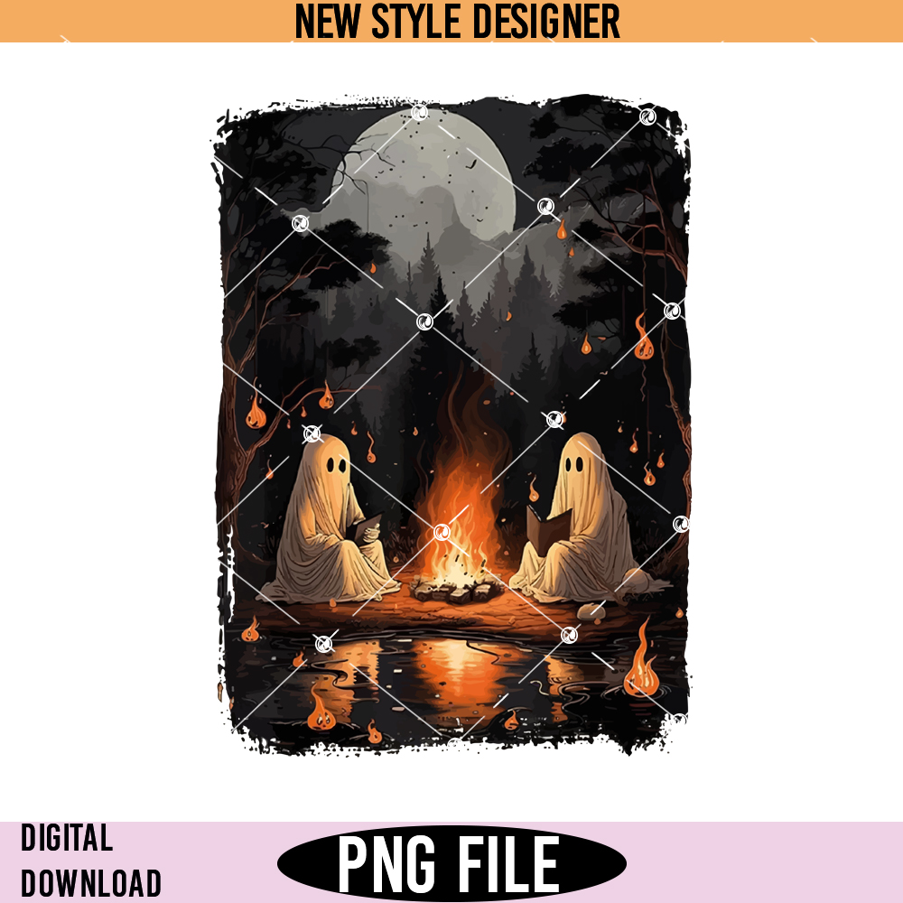 Camping Halloween Ghost Reading Book Png, Halloween Party Pn | Inspire ...