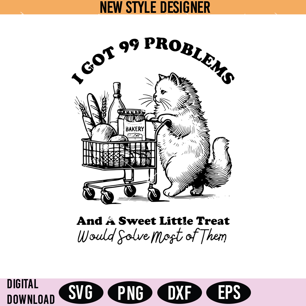 Funny Cat Grocery Shopping SVG, Cat Meme SVG, PNG, DXF, EPS, | Inspire ...
