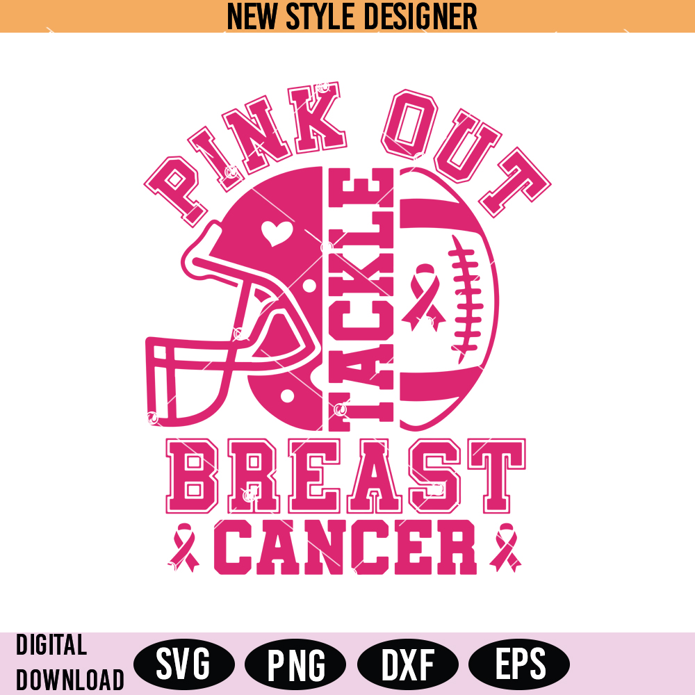 Pink Out Football Svg, Breast Cancer Awareness Svg, PNG, DXF | Inspire ...