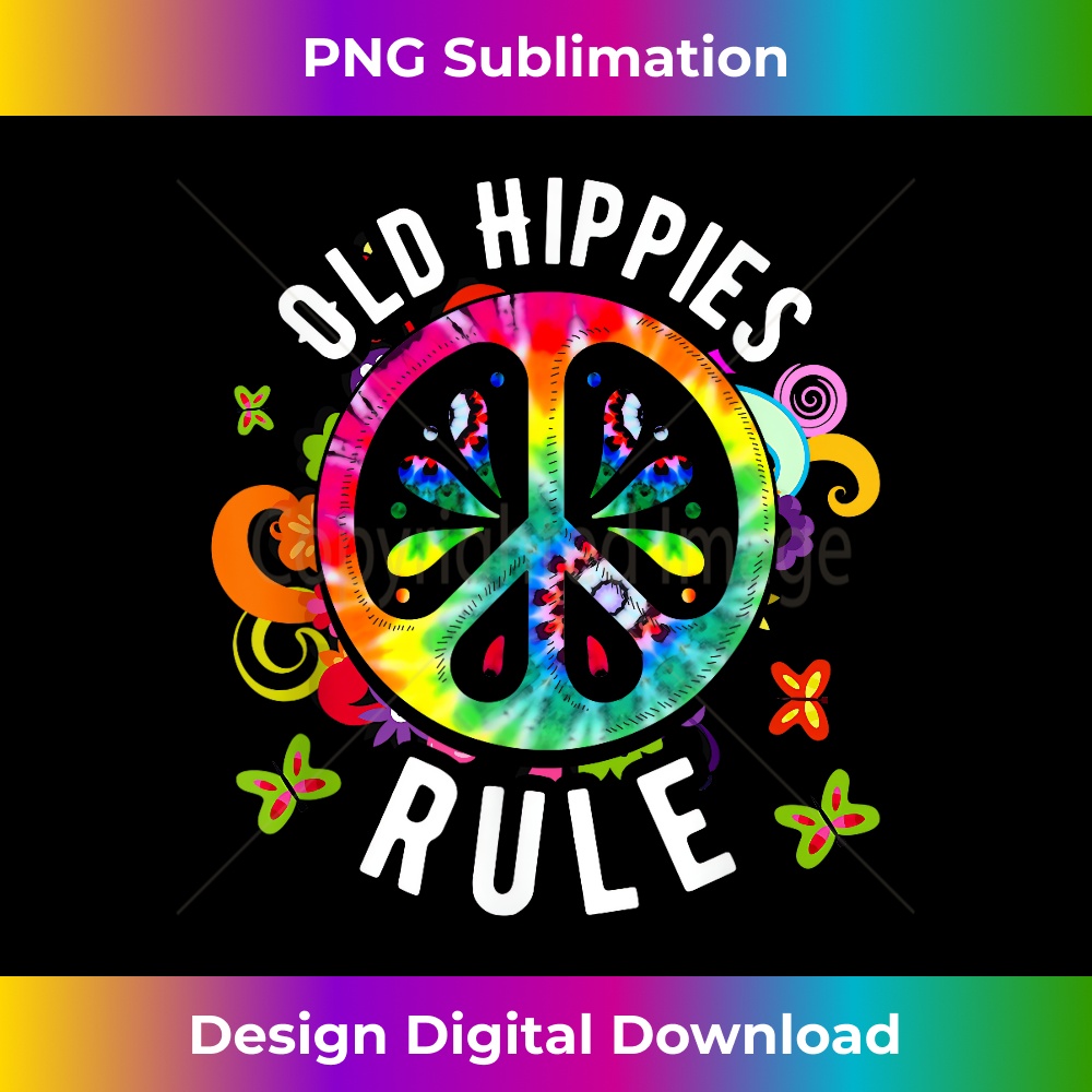 Old Hippie Rule Tie Die Flower Peace Sign 60s 70s Hippy - In | Inspire ...