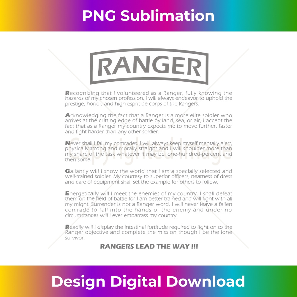 Ranger Creed US Military Army - Professional Sublimation Dig | Inspire ...