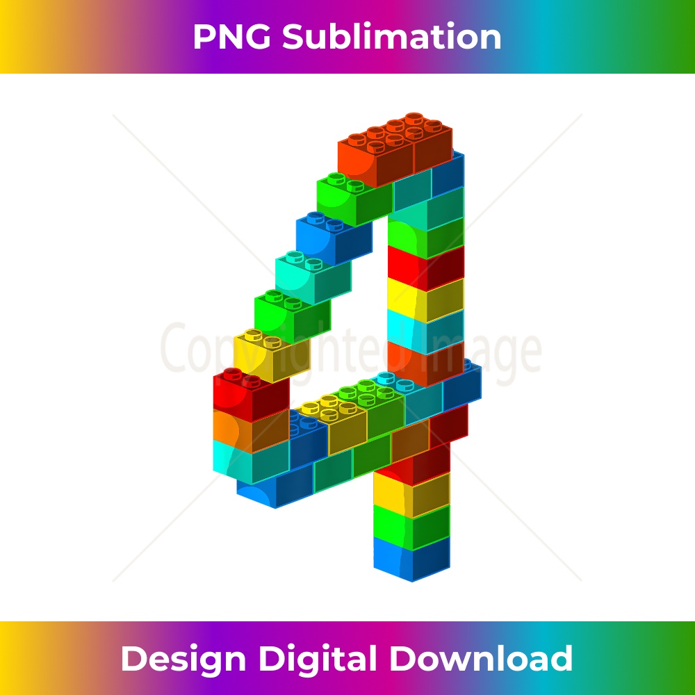 Cute Block Building 4th Birthday 4 Years Old Boys Girls - Si | Inspire ...