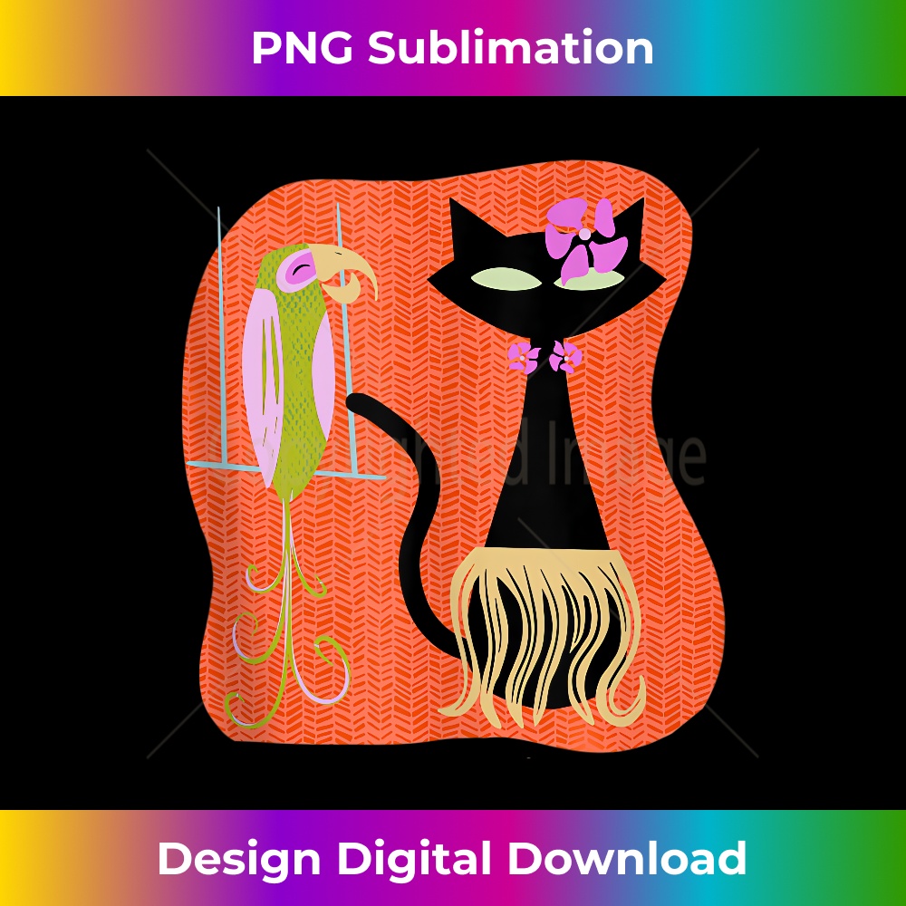 Hawaiian Hula Cat with Tropical Tiki Bird and Hibiscus Flowe | Inspire ...