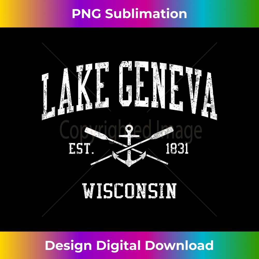 Lake Geneva WI Vintage Crossed Oars & Boat Anchor Sports - S | Inspire ...