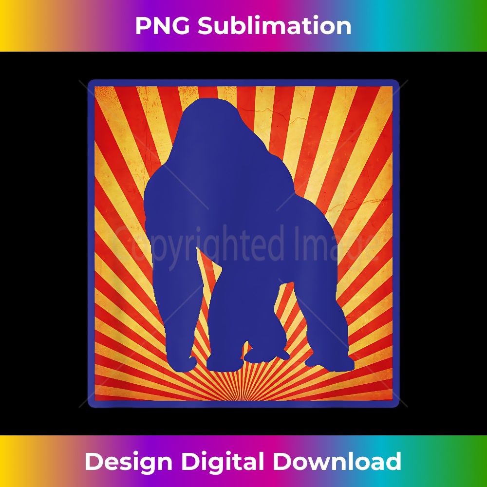 Silverback Gorilla Silhouette on Retro Sunburst Design - PNG | Inspire ...
