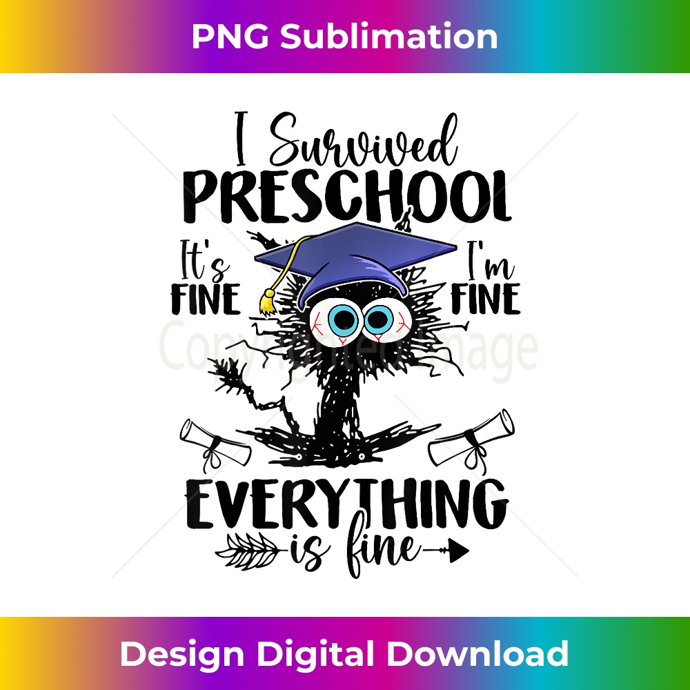 I Survived Preschool Graduated Funny Black Cat Graduation - | Inspire ...