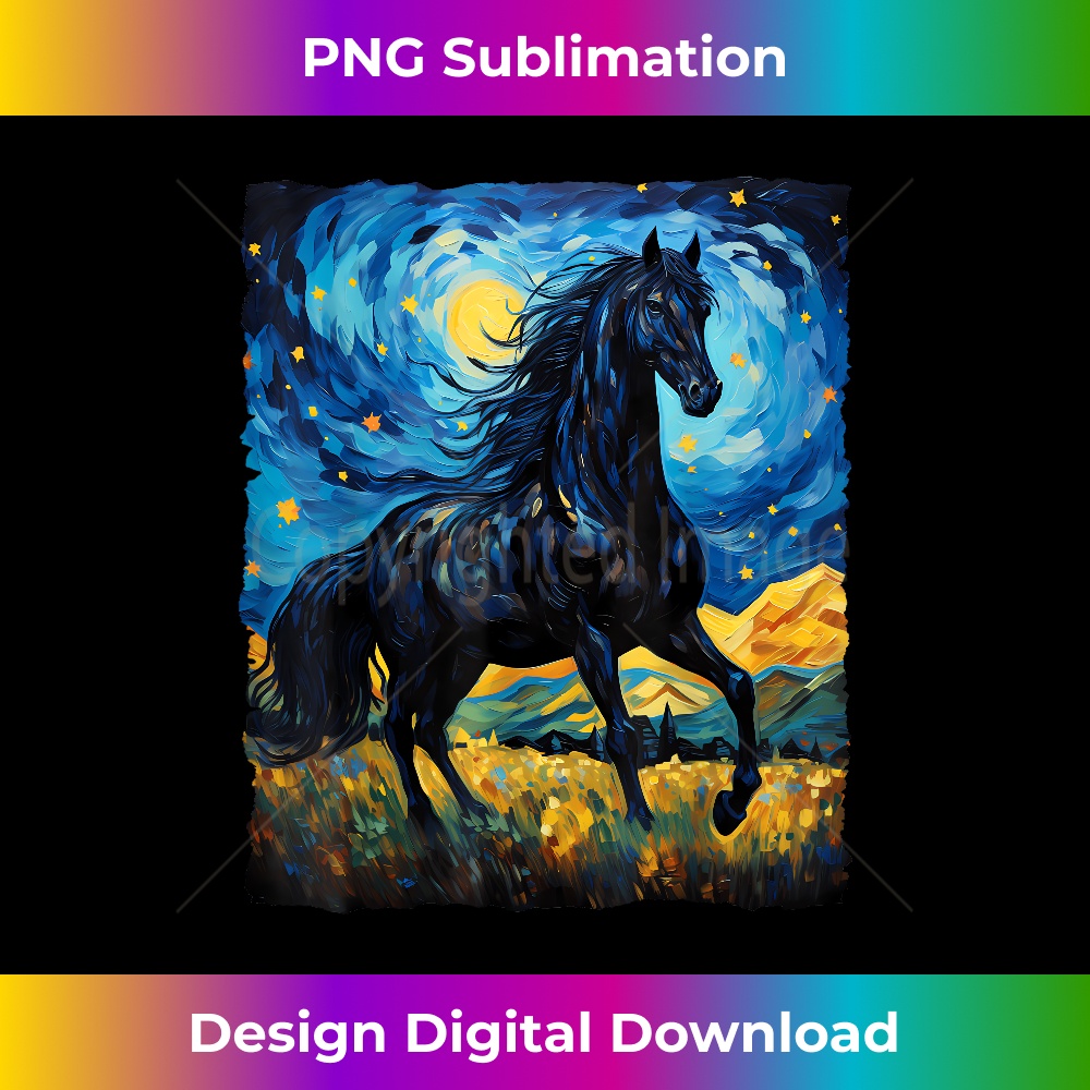 Black Horse Van Gogh Starry Night Painting Wild Animal Lover | Inspire ...