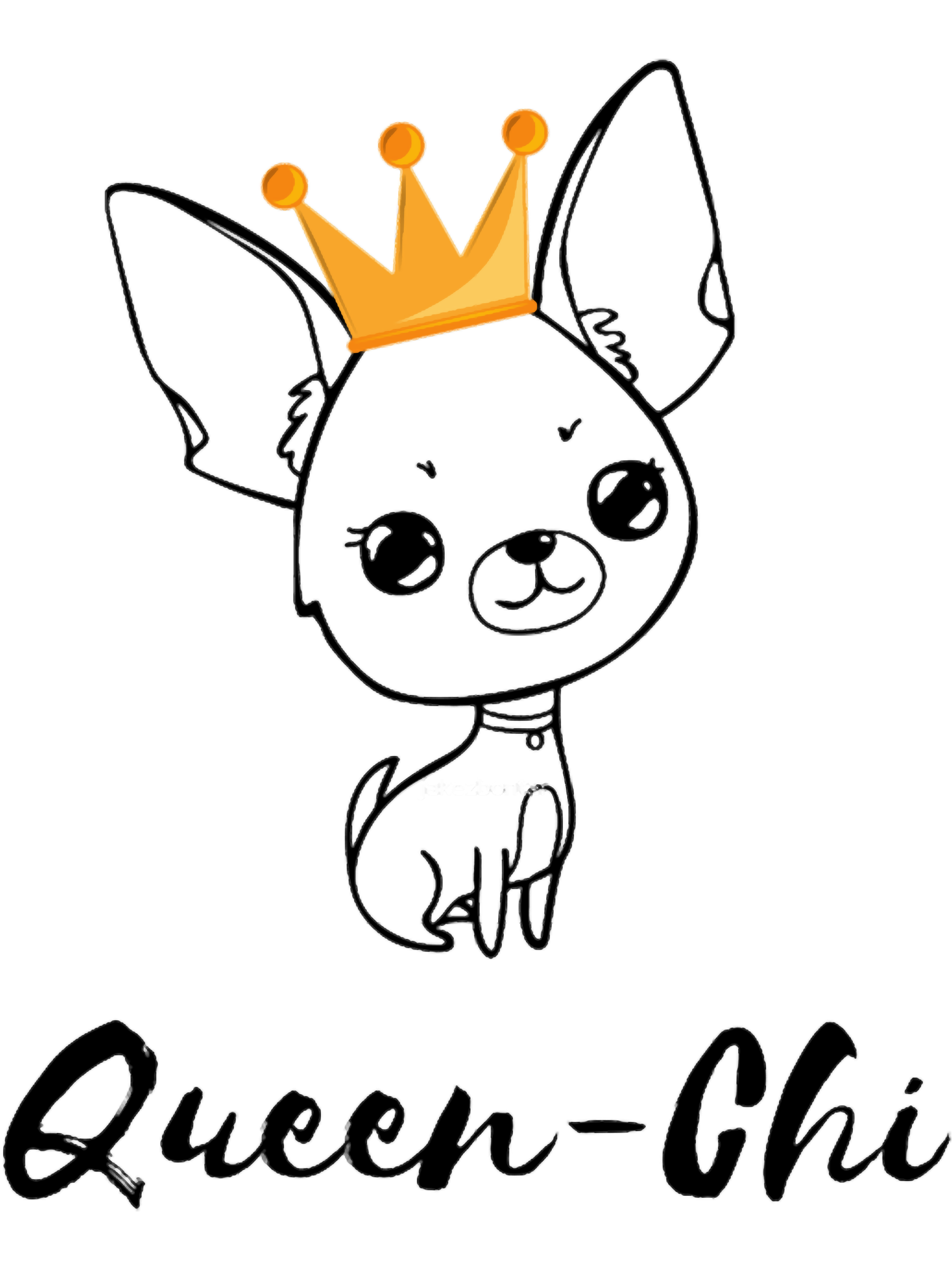 Queen Chihuahua Black and White with Golden Crown | Inspire Uplift