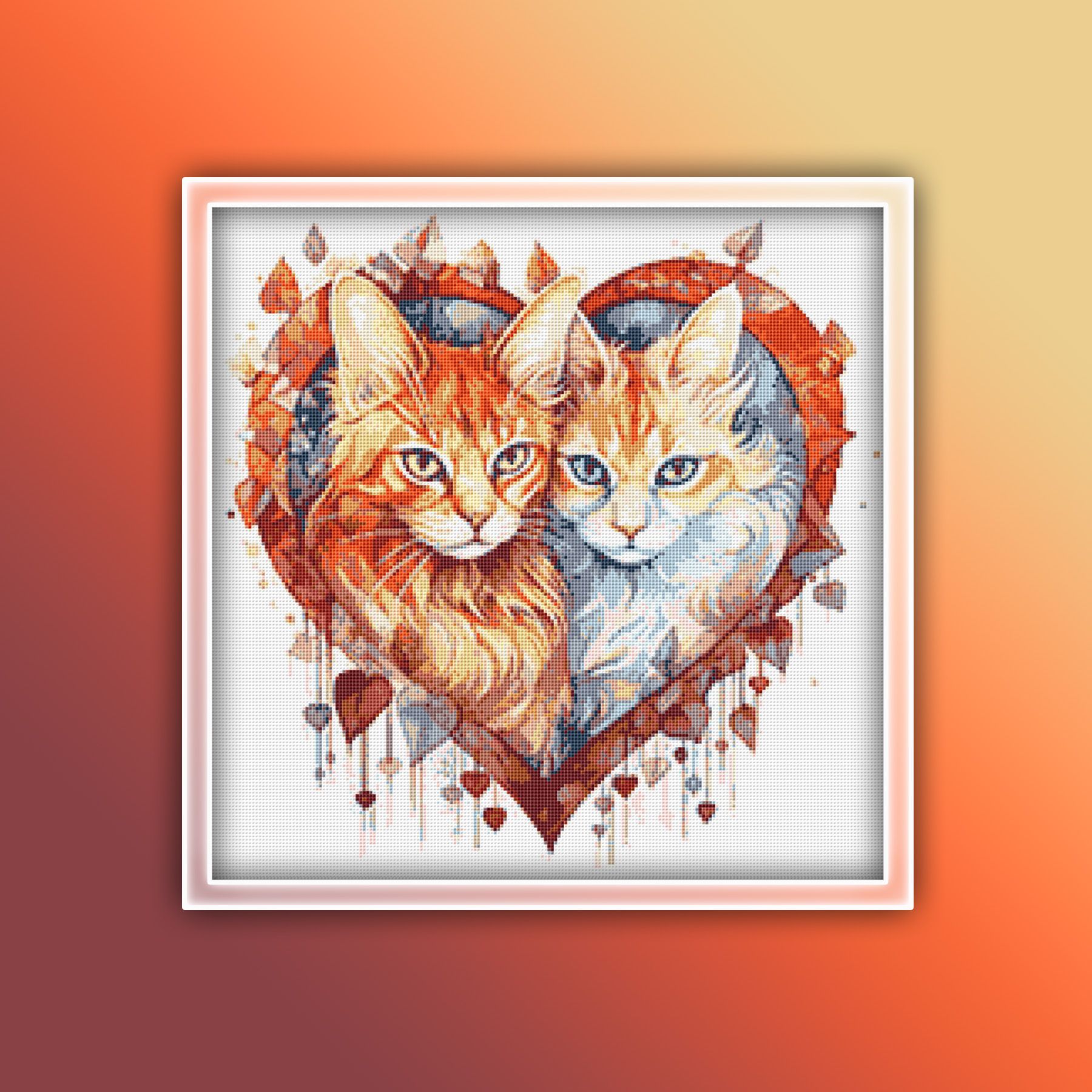 Cat Heart 10 Cross Stitch Pattern PDF | Inspire Uplift