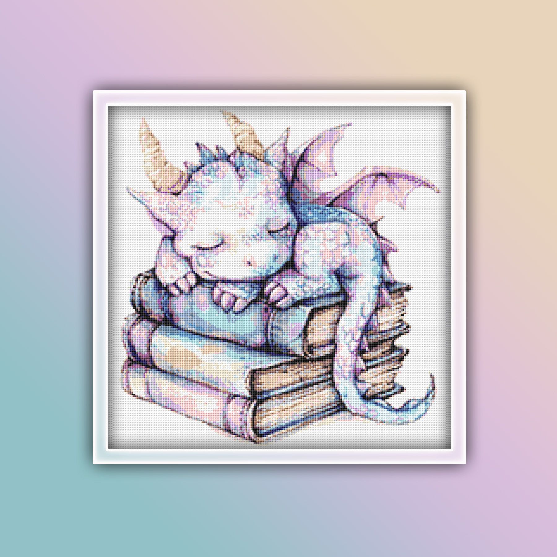 Dragon Sleeping on a Book 3 Cross Stitch Pattern PDF | Inspire Uplift