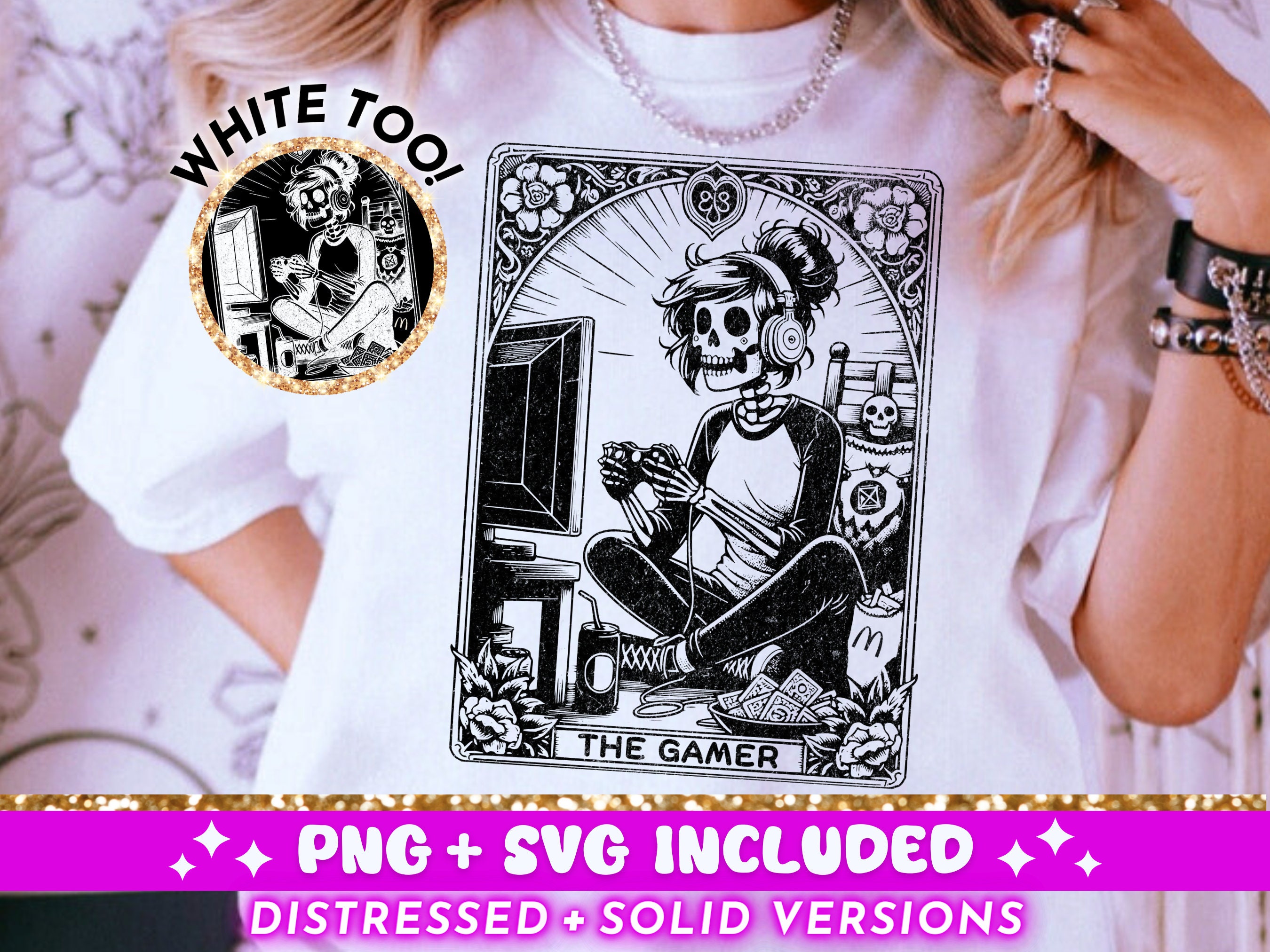 The Gamer Tarot Card SVG PNG, Skeleton Sublimation Design Pn | Inspire ...