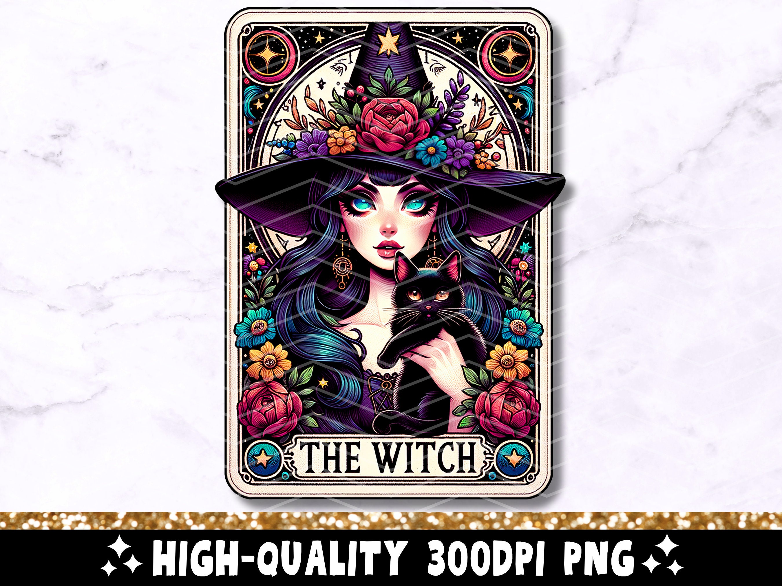 The Witch Tarot Card PNG, Gothic Sublimation Design - Inspire Uplift