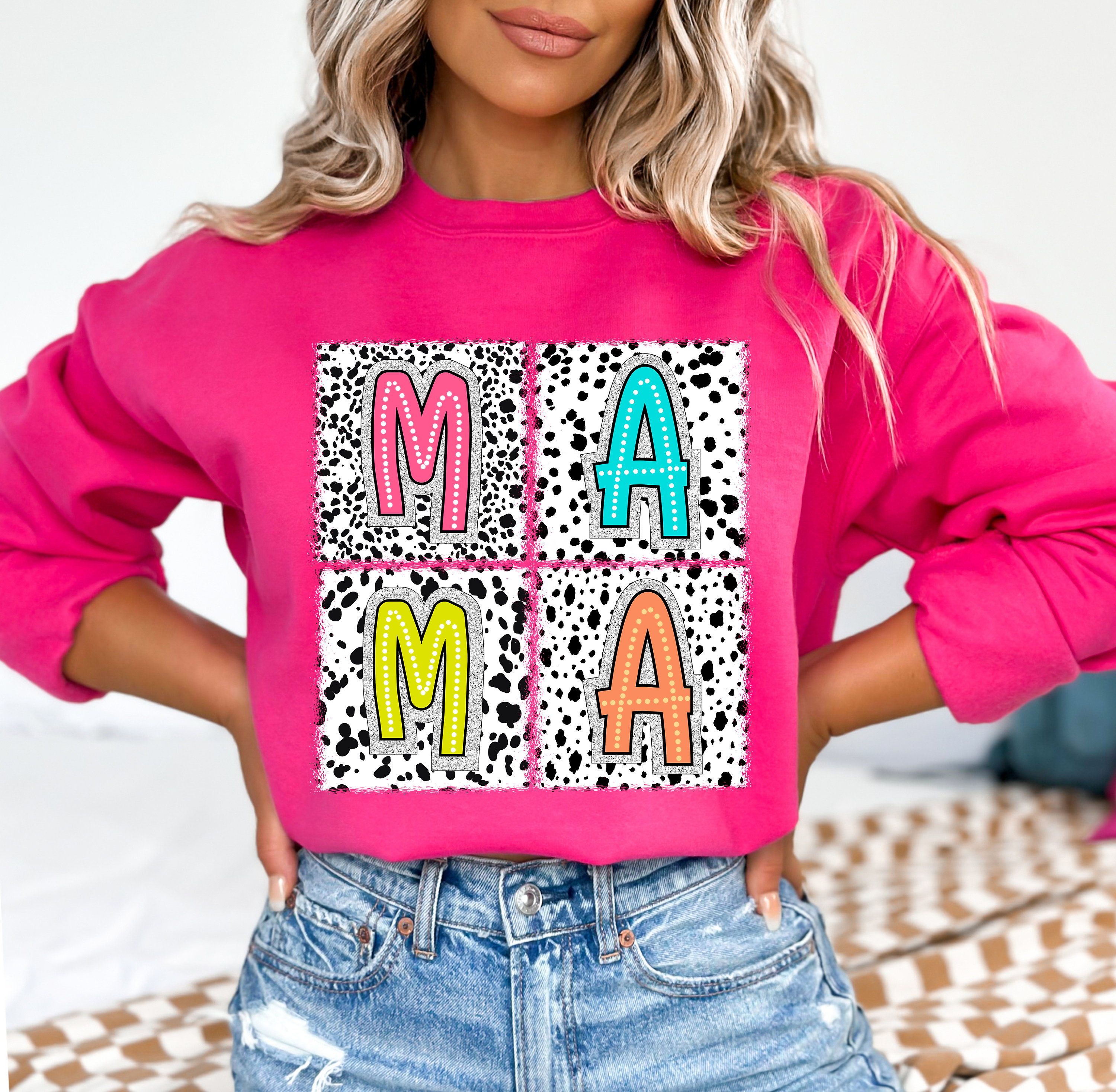 Retro Boho Mama PNG, Dalmatian Dots PNG | Inspire Uplift