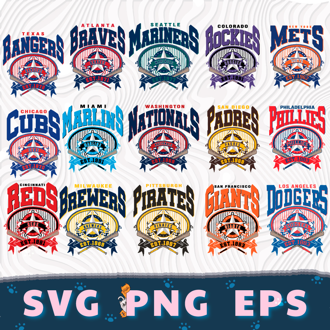 Retro 30 MLB Teams Logo SVG Bundle | Inspire Uplift