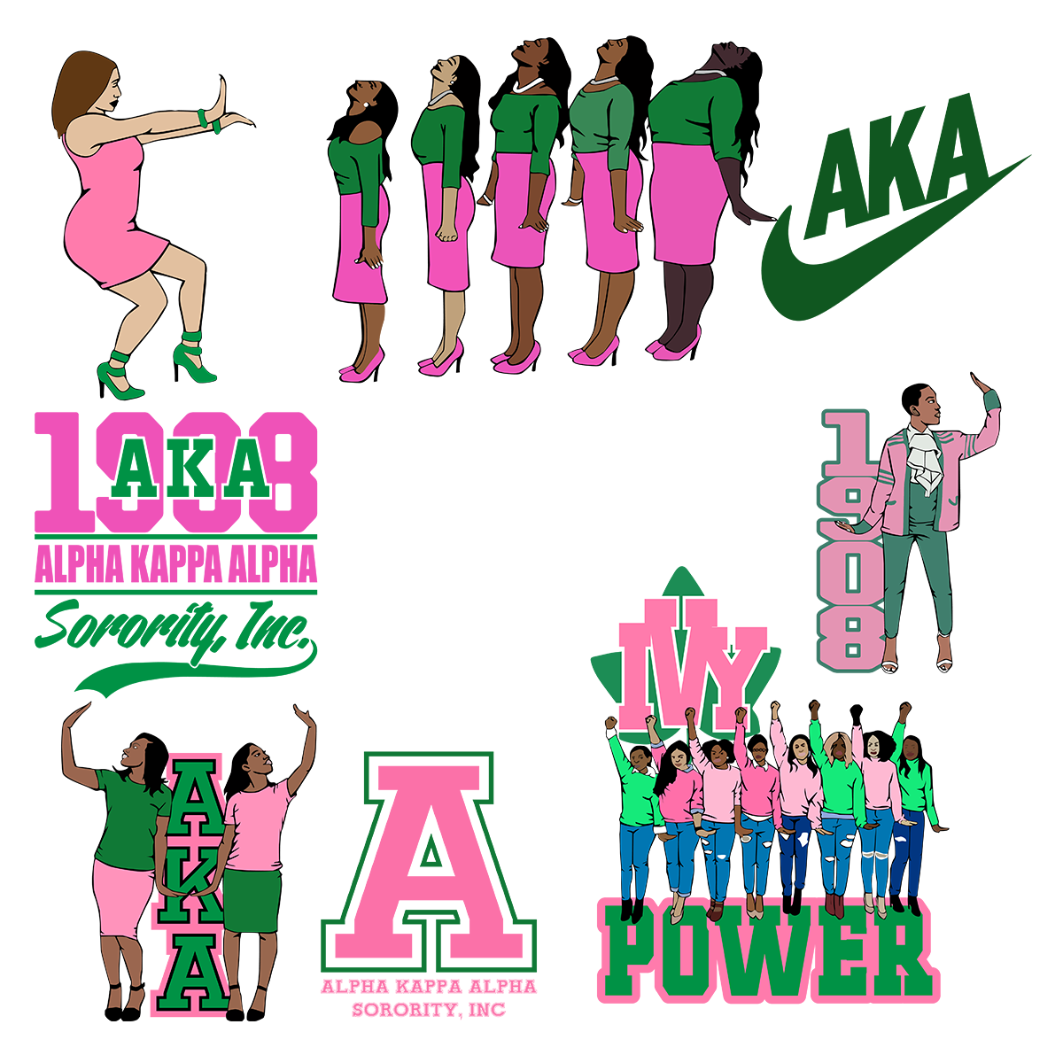 Alpha kappa alpha bundles svg, Sorority Svg File | Inspire Uplift