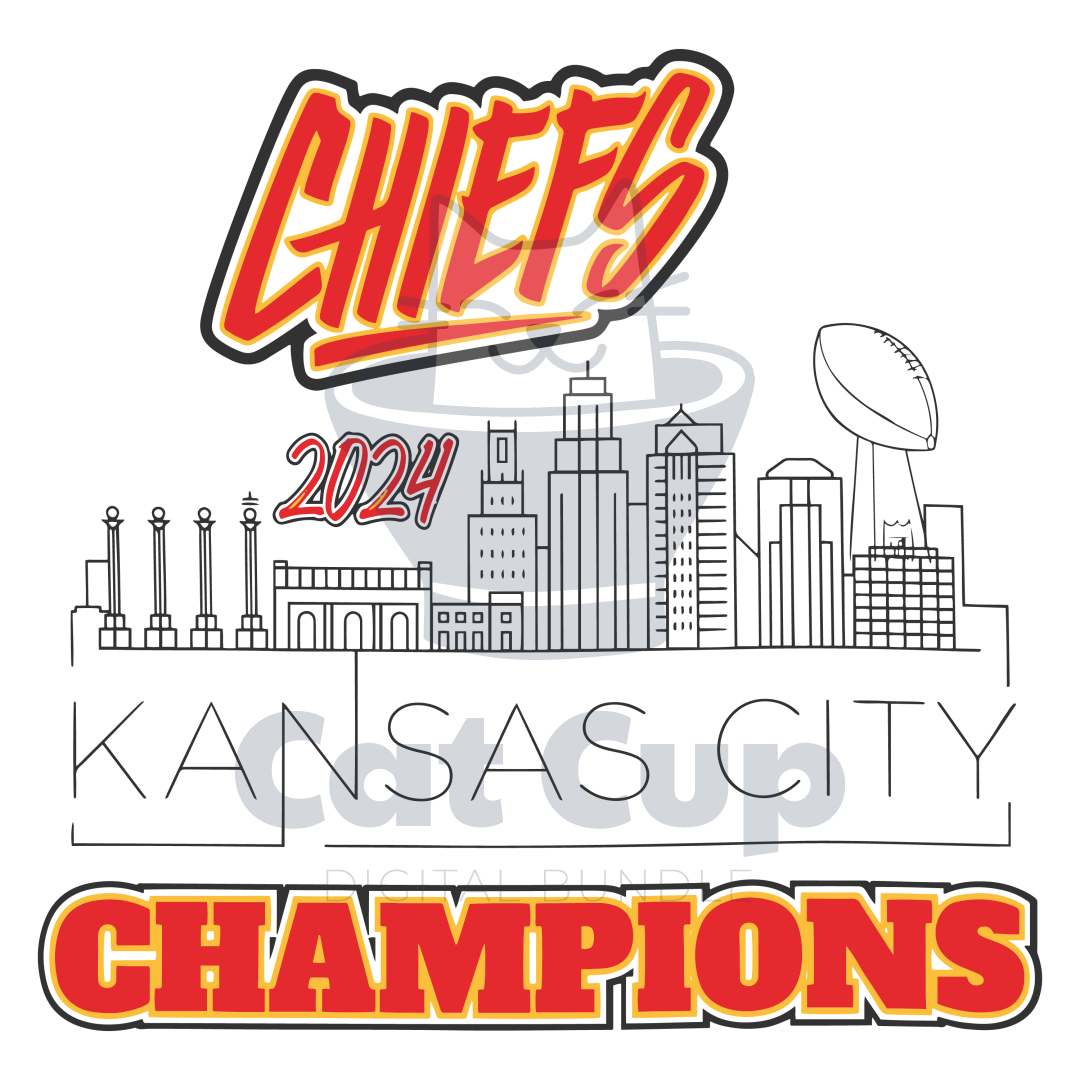 Chiefs Kansas City Champions 2024 Skyline Svg Digital File | Inspire Uplift