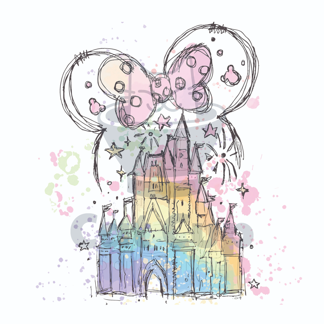 Mouse Ear Castle PNG Sublimation, Watercolor Castle Clipart - Inspire ...