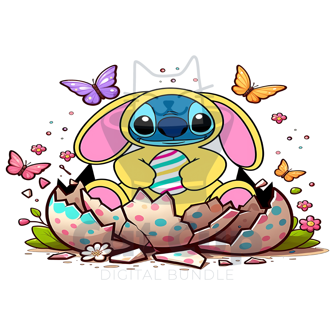 Stitch Easter Eggs Cartoon PNG, Digital File, Download File - Inspire ...