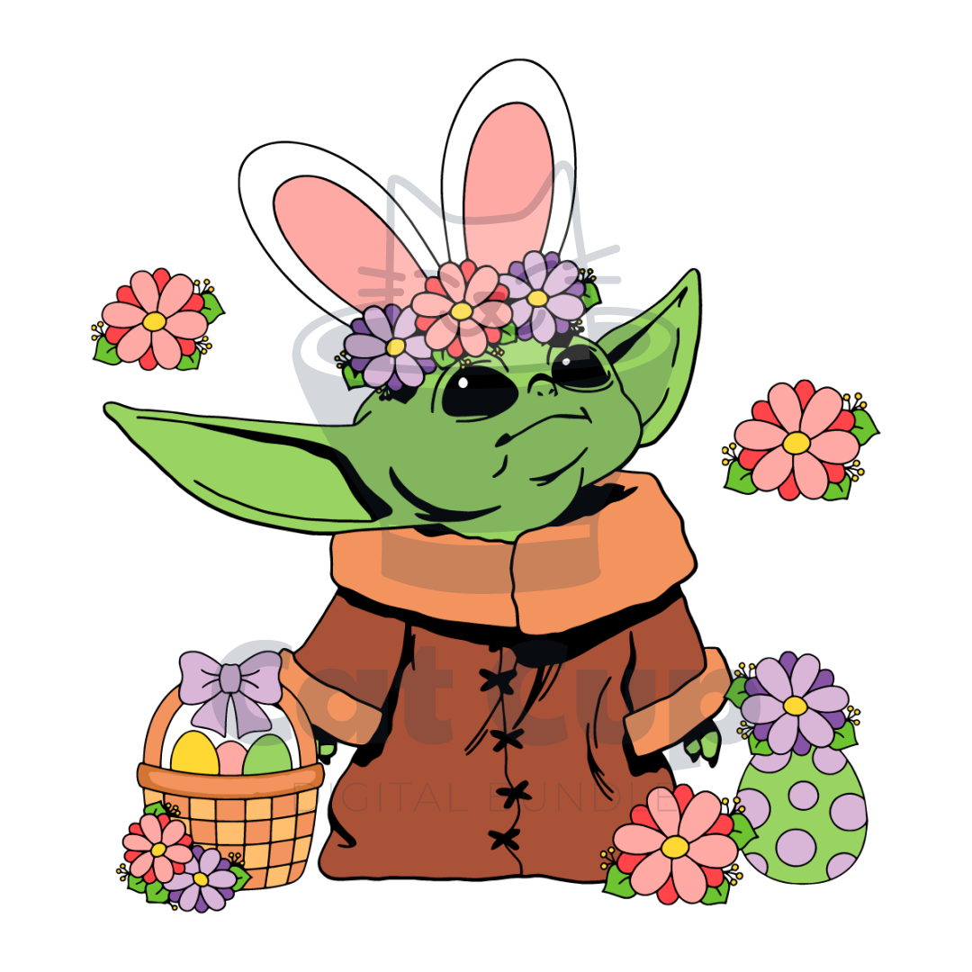 Floral Baby Yoda Easter Eggs Svg Digital Download | Inspire Uplift