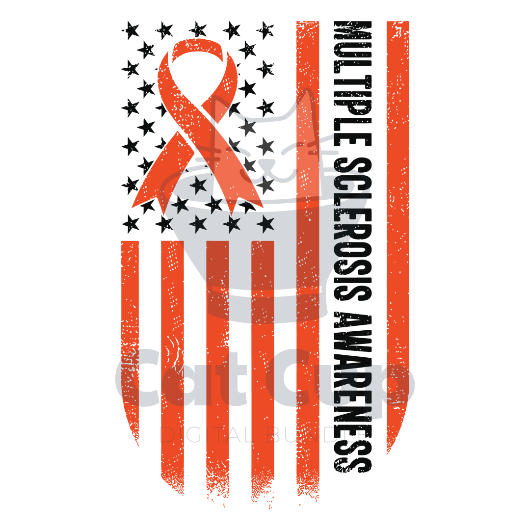 Multiple Sclerosis Awareness US Flag Svg File | Inspire Uplift