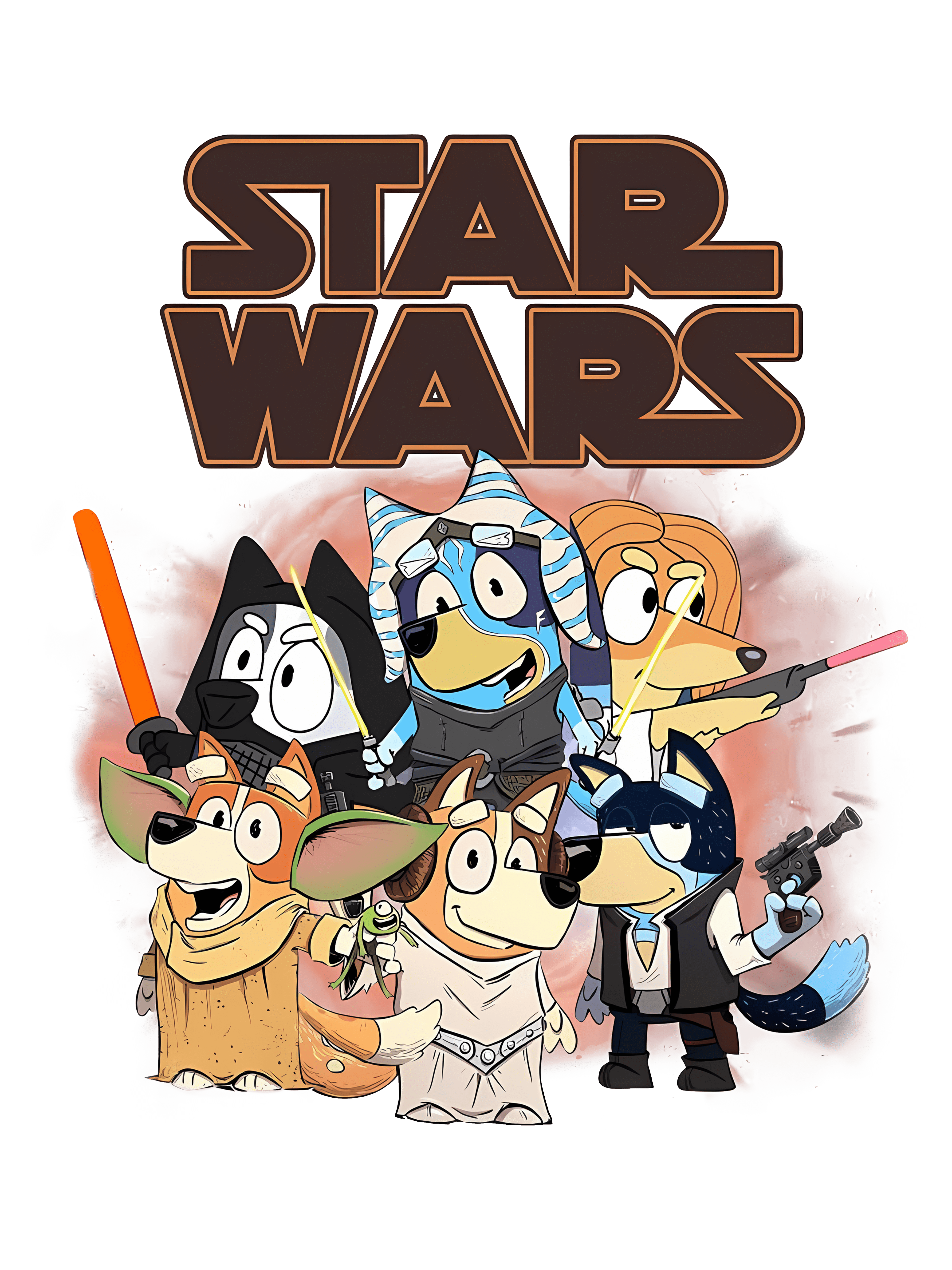 Retro Bluey Star War Friends Png Sublimation - Inspire Uplift