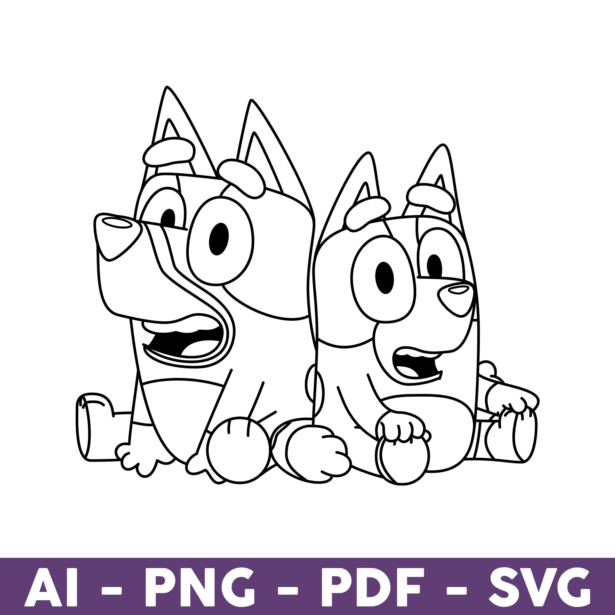 Bluey And Bingo Outline Svg, Bluey Svg, 200 | Inspire Uplift