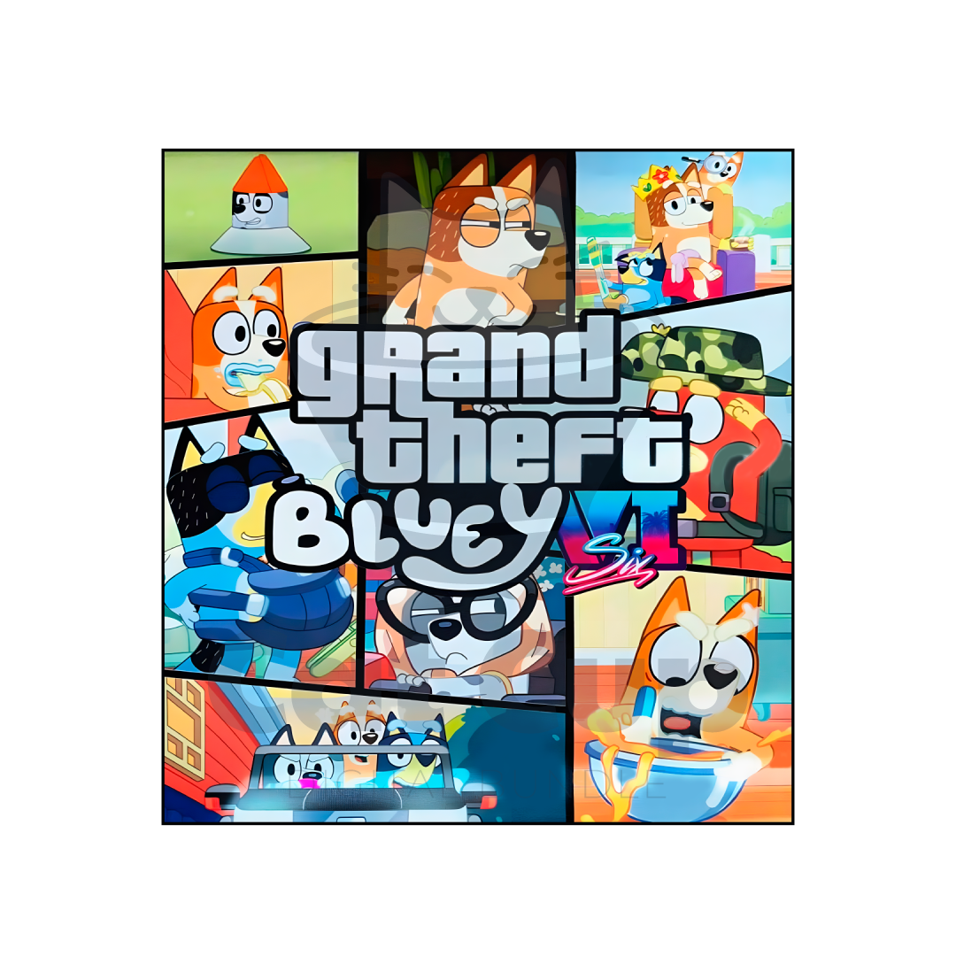 Retro Grand Theft Bluey Family Characters PNG, Digital File, | Inspire ...