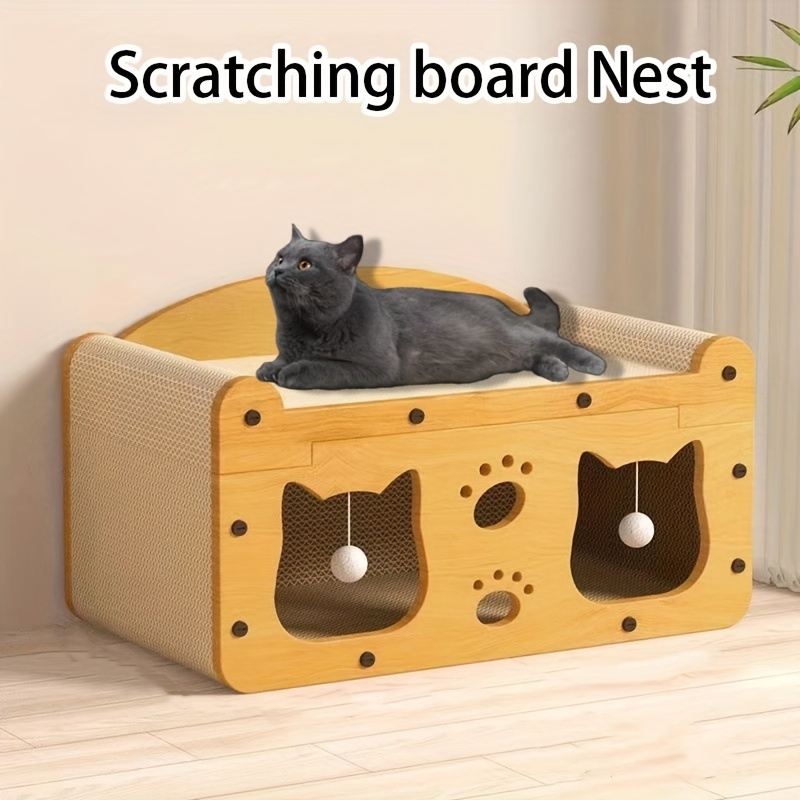 Durable Cat Scratch Sofa with Toys & Cardboard Nest | Inspire Uplift