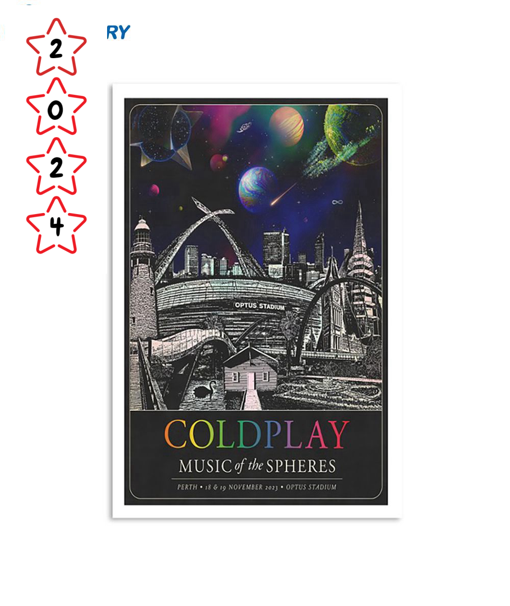 Coldplay Optus Stadium Perth 18 November 2023 Poster - Inspire Uplift