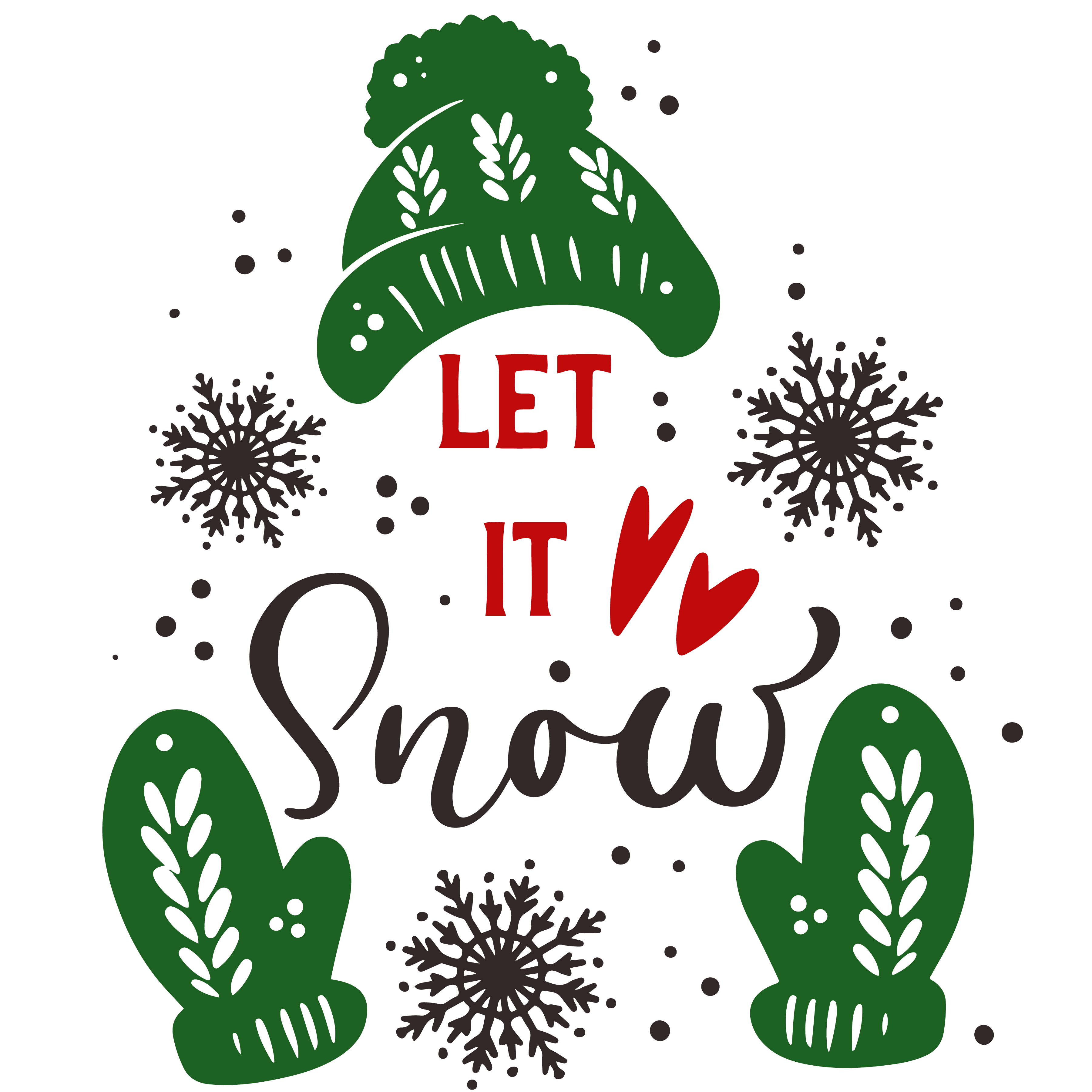 Wool Hat with Gloves Svg, Let It Snow Svg, Christmas Winter | Inspire ...