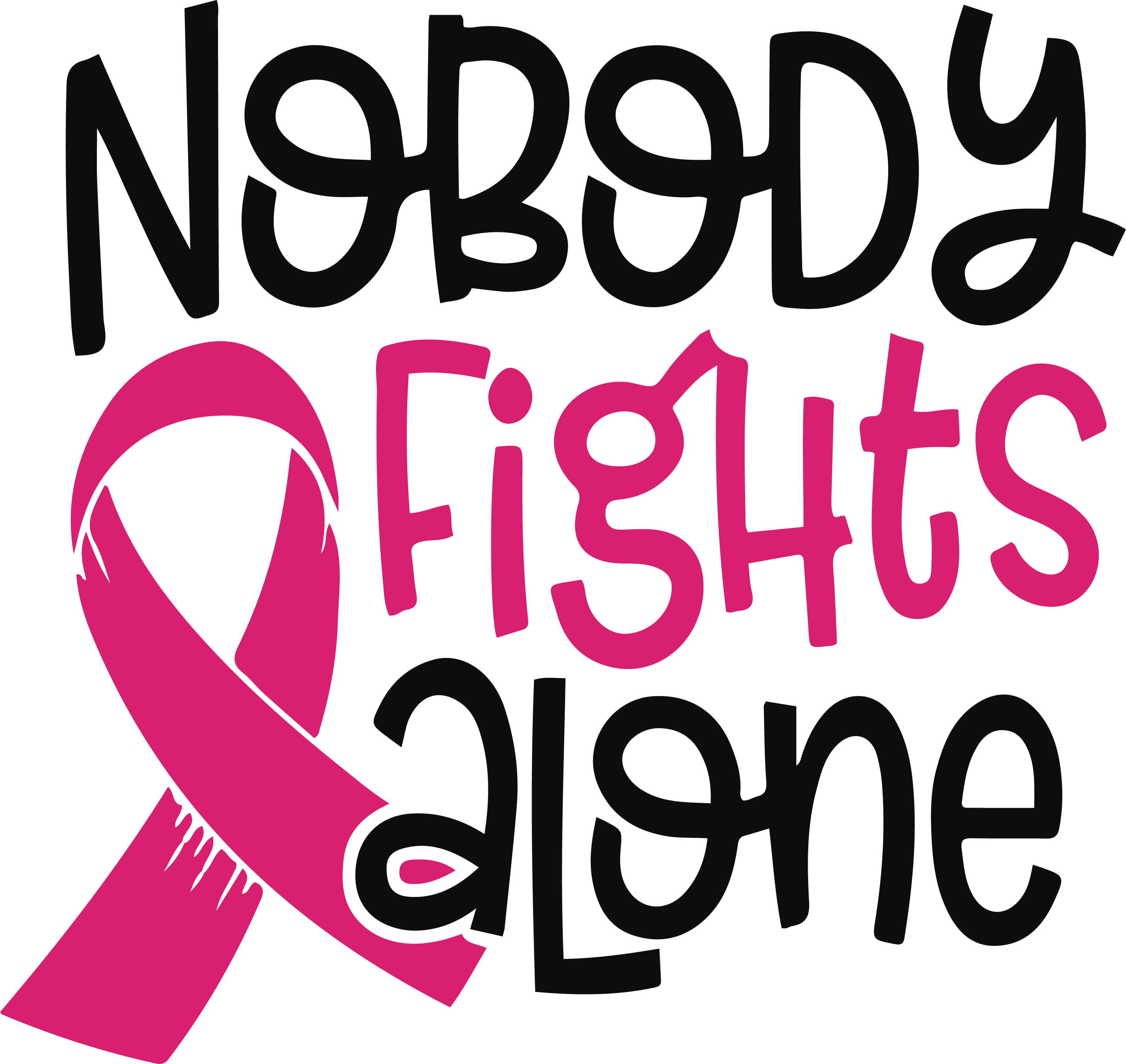 Nobody fights alone Svg, Breast Cancer Svg, Cancer Awareness | Inspire ...