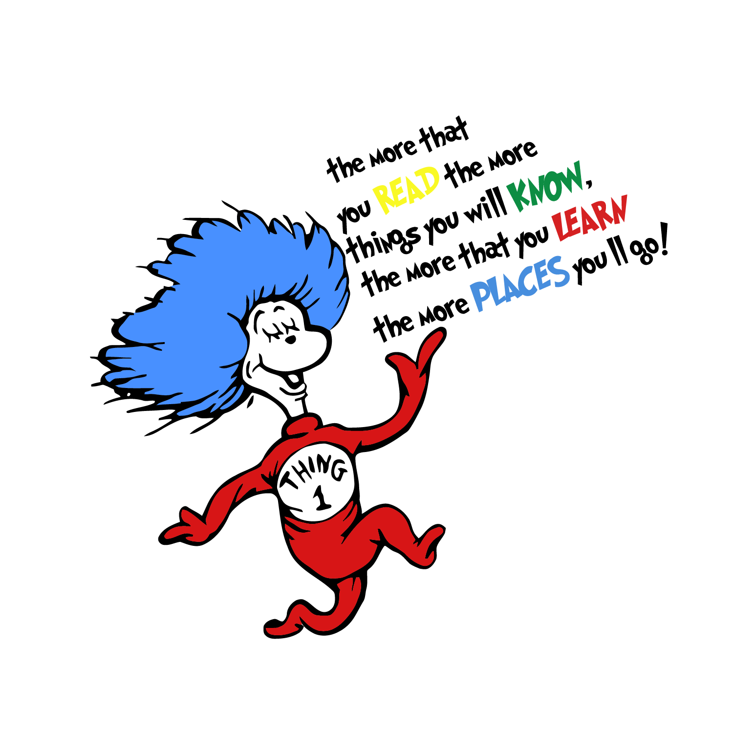 Dr. Seuss Read know learn places Svg, Dr. Seuss Svg, Dr. Seu | Inspire ...