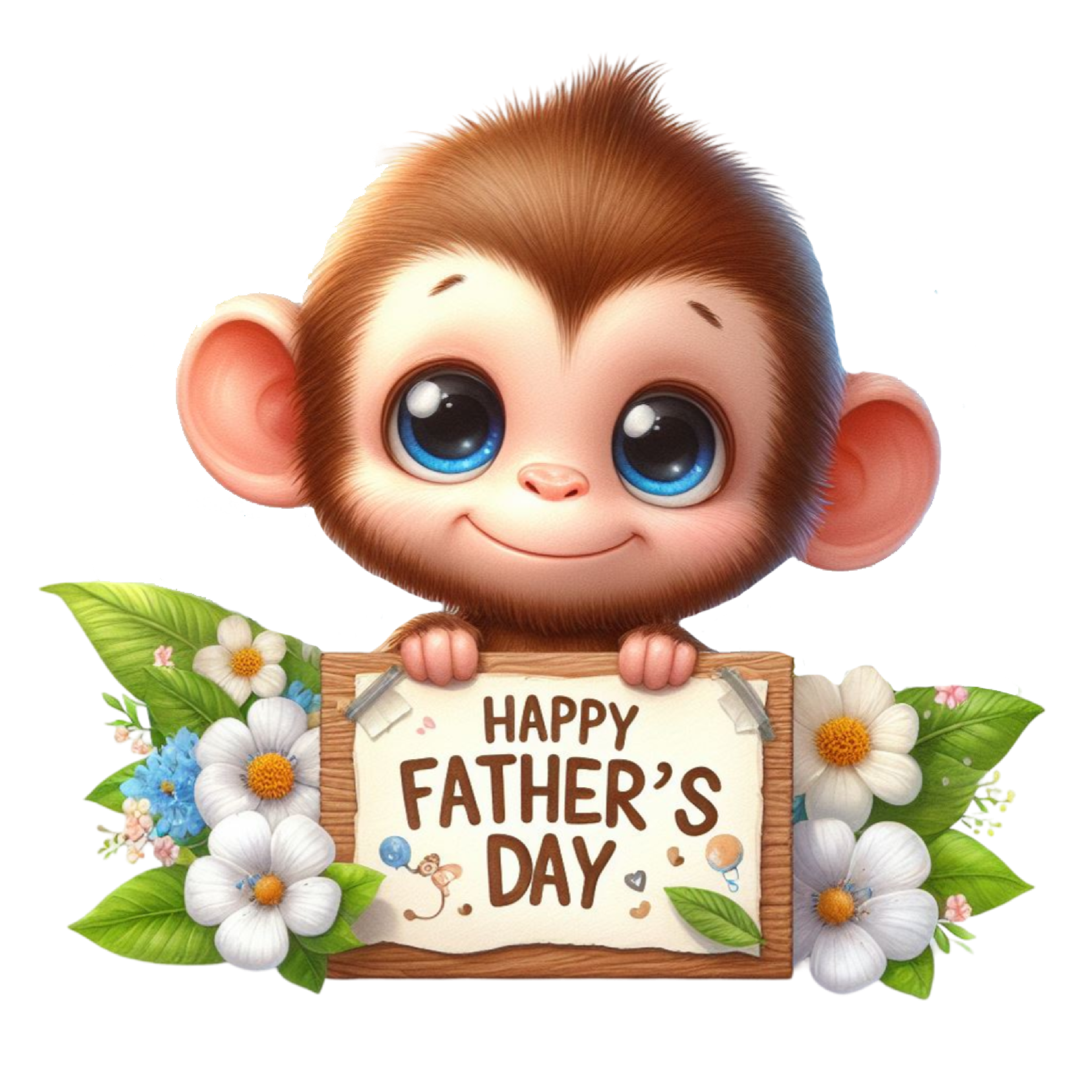 Happy Father's Day With Cute Monkey PNG, Watercolor Father's - Inspire ...