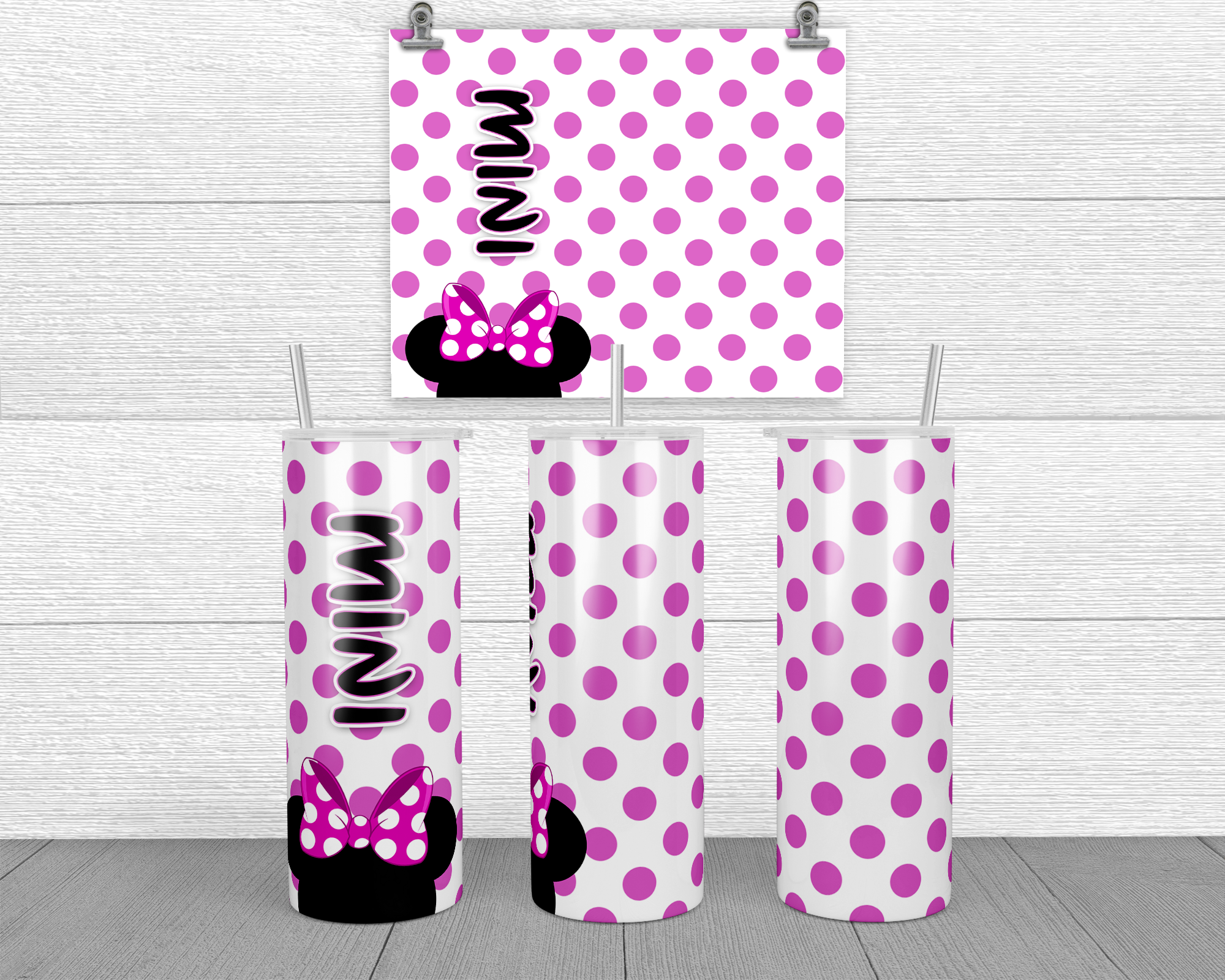 Mini Minnie Mouse Pink Dots Tumbler Wrap, 20oz Tumbler Wrap, | Inspire ...