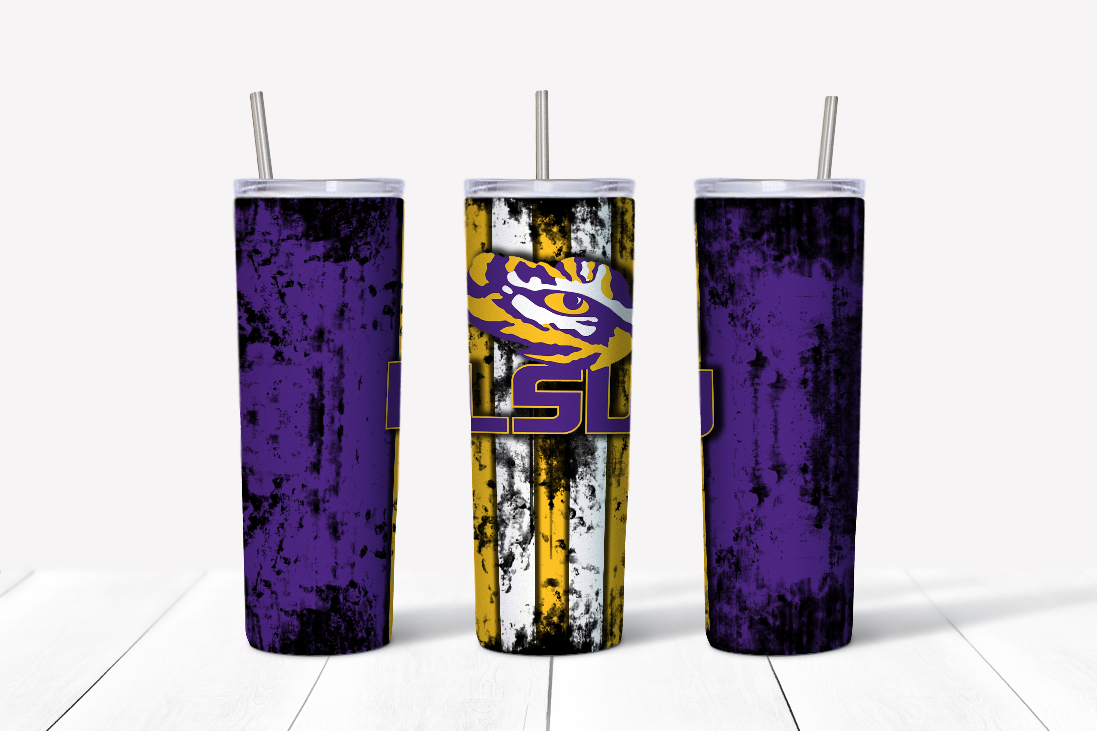 LSU Grunge Tumbler Wrap, Sports 20oz Skinny Tumbler Wrap, Tu | Inspire ...