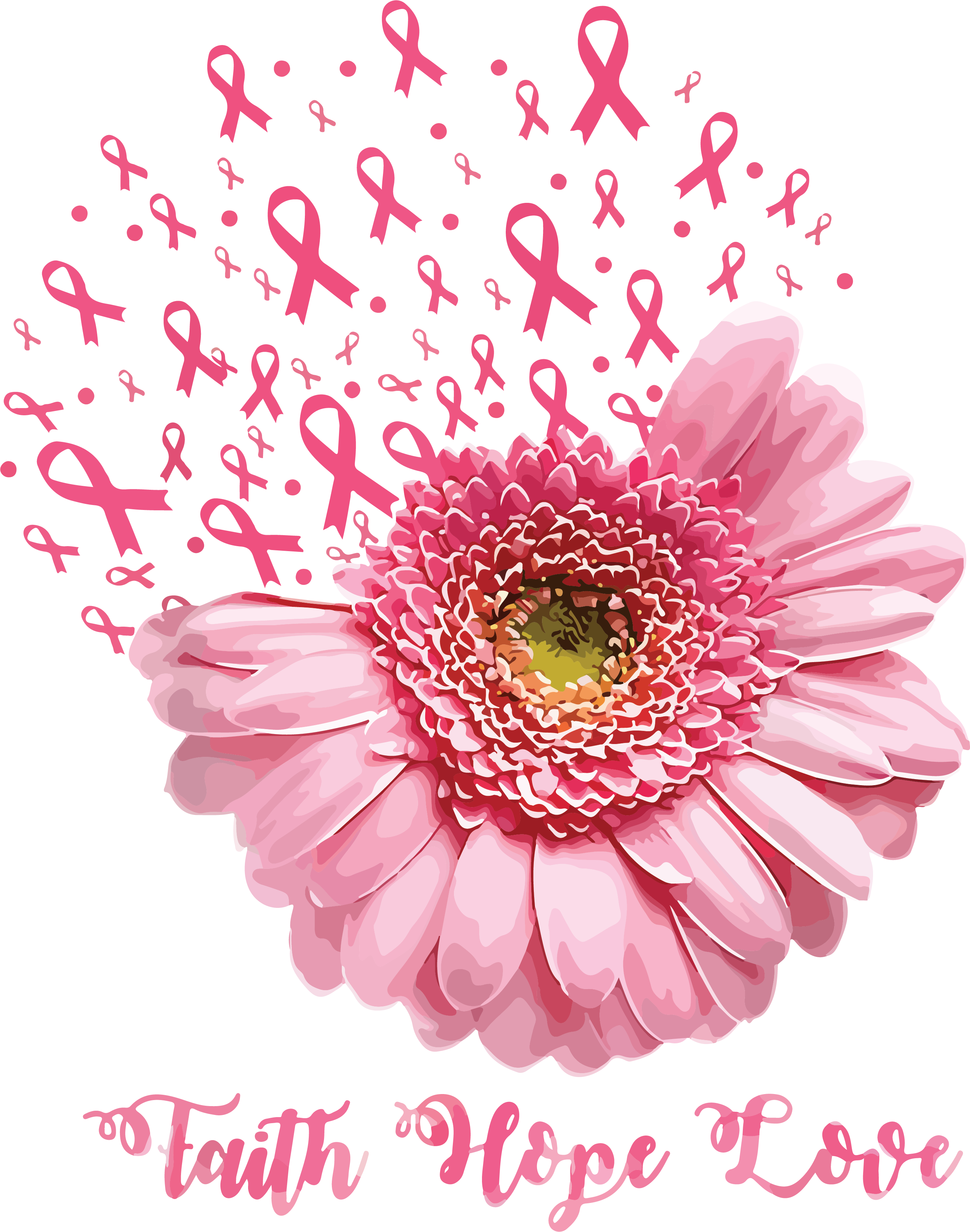 Faith Hope Love Breast Cancer Ribbon Daisy Flower Svg, Breas - Inspire ...