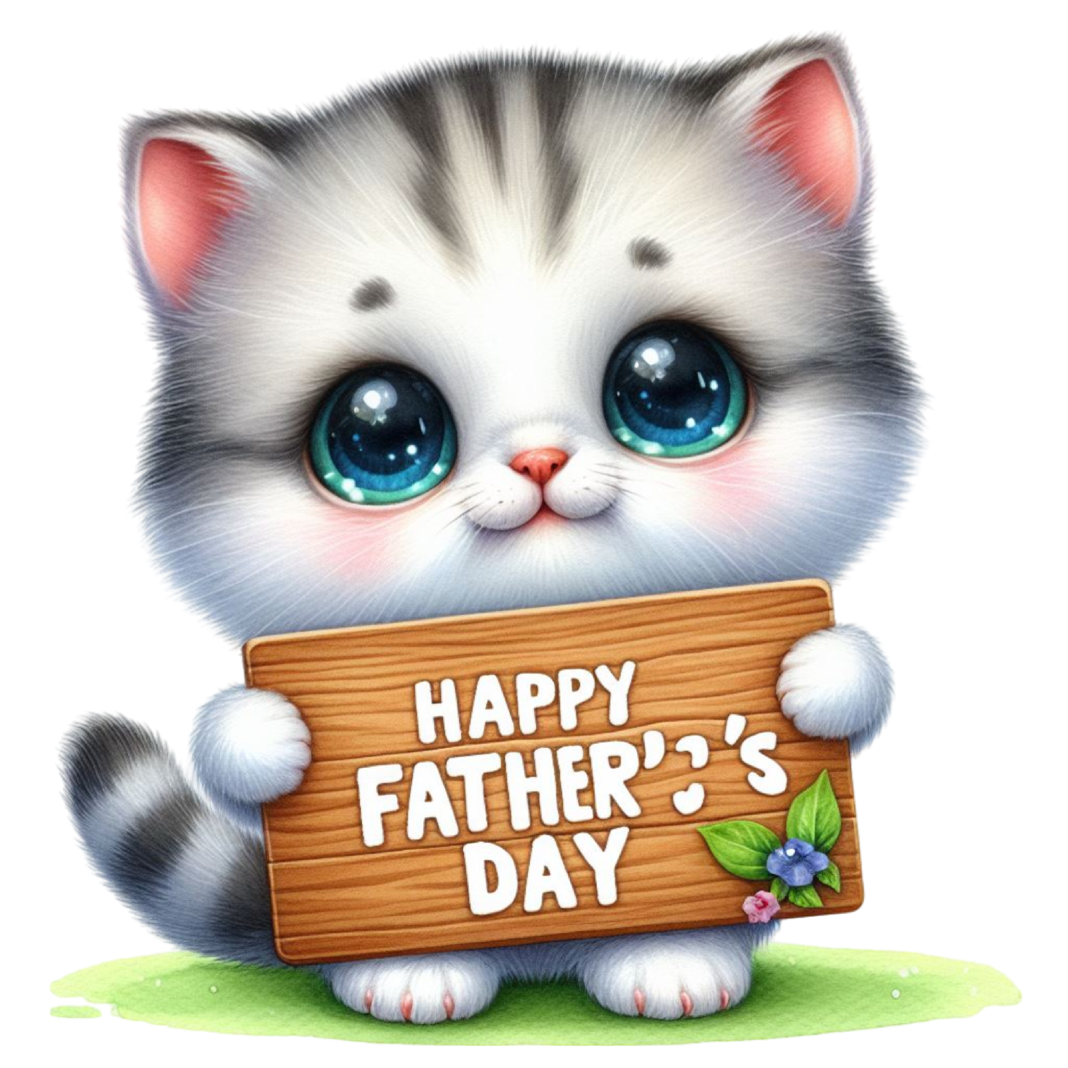 Happy Father's Day With Cute Cat PNG, Watercolor Father's Da - Inspire ...