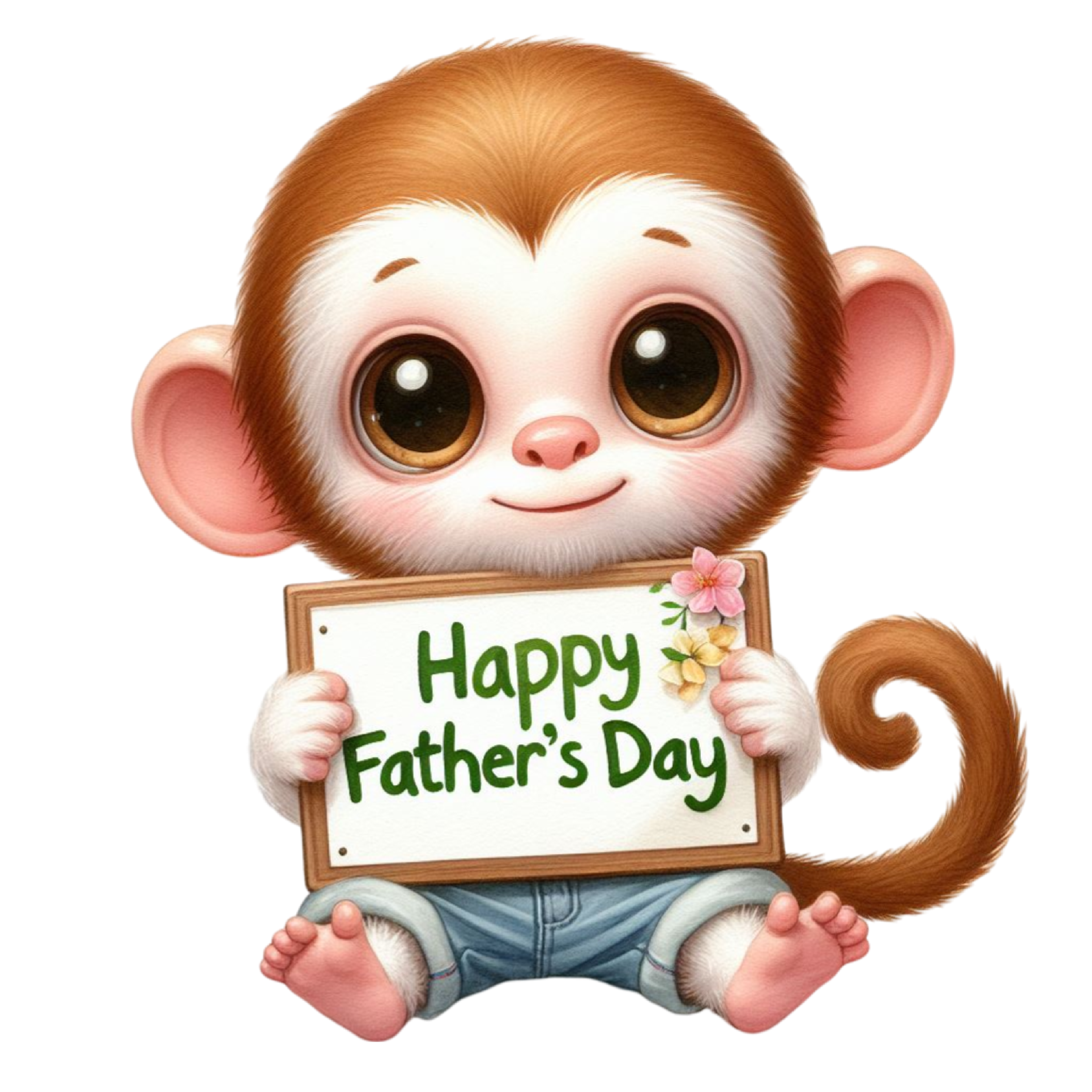 Happy Father's Day With Cute Monkey PNG, Watercolor Father's | Inspire ...