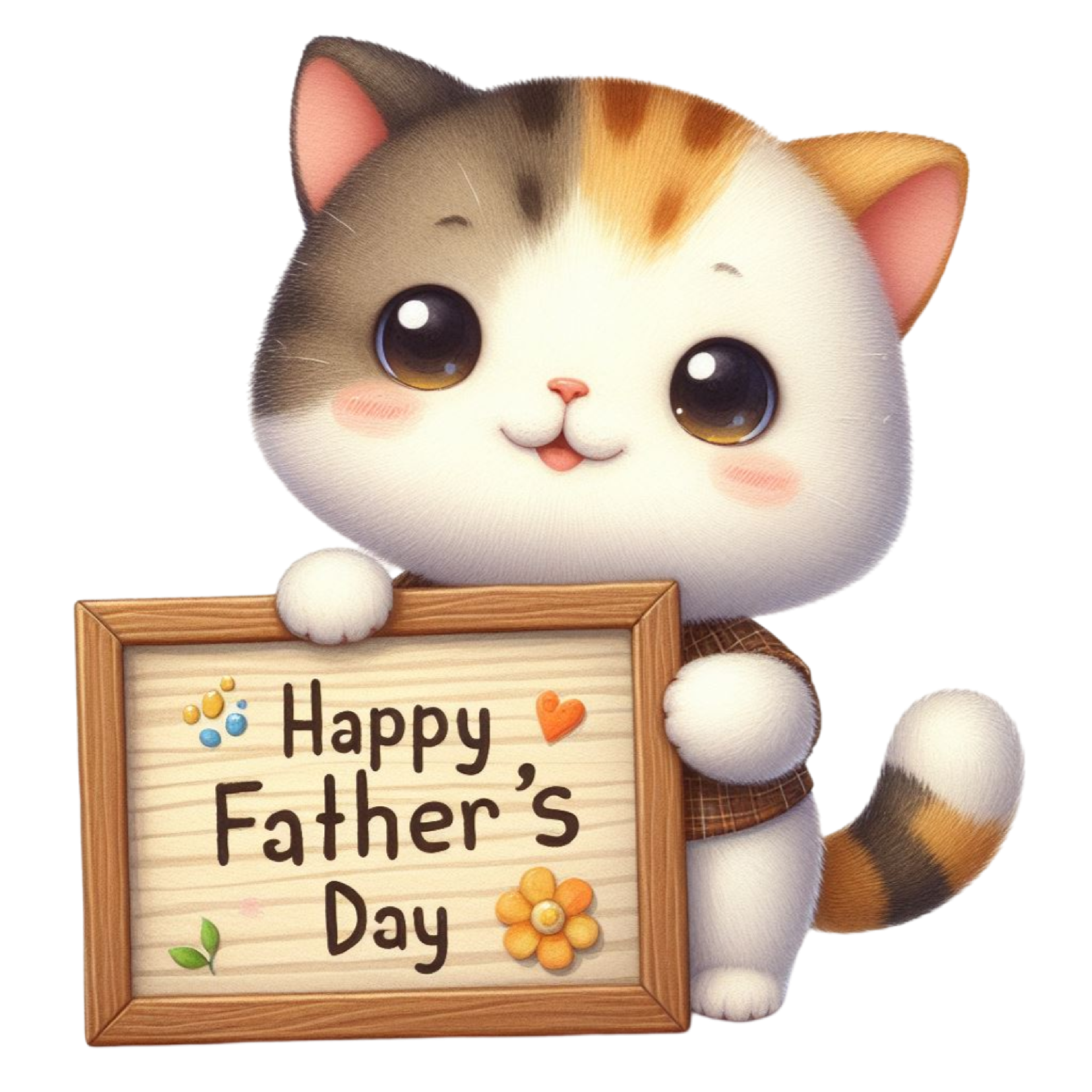 Happy Father's Day With Cute Cat PNG, Watercolor Father's Da | Inspire ...