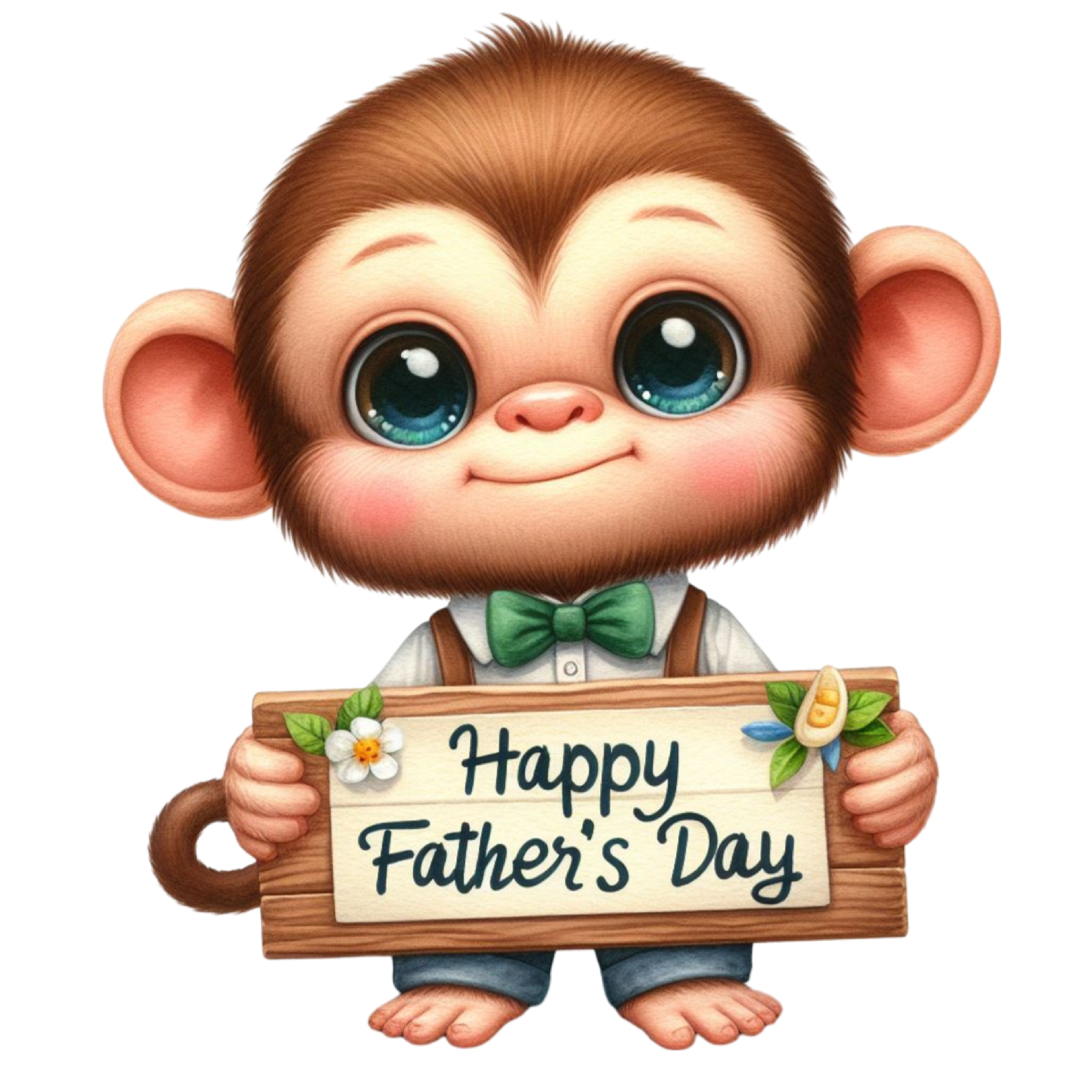 Happy Father's Day With Cute Monkey PNG, Watercolor Father's | Inspire ...