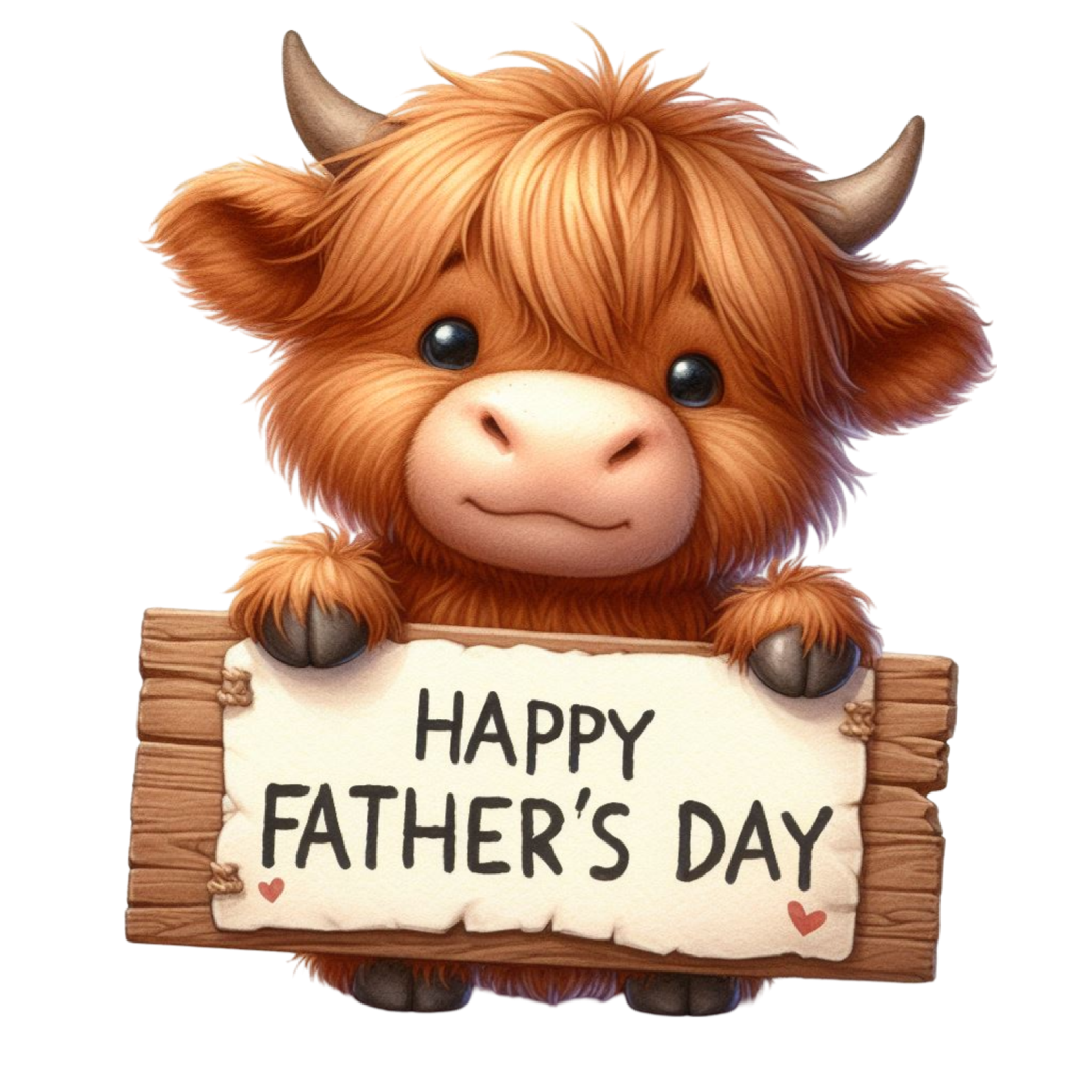 Happy Father's Day With Cute Highland Cow PNG, Watercolor Fa - Inspire ...