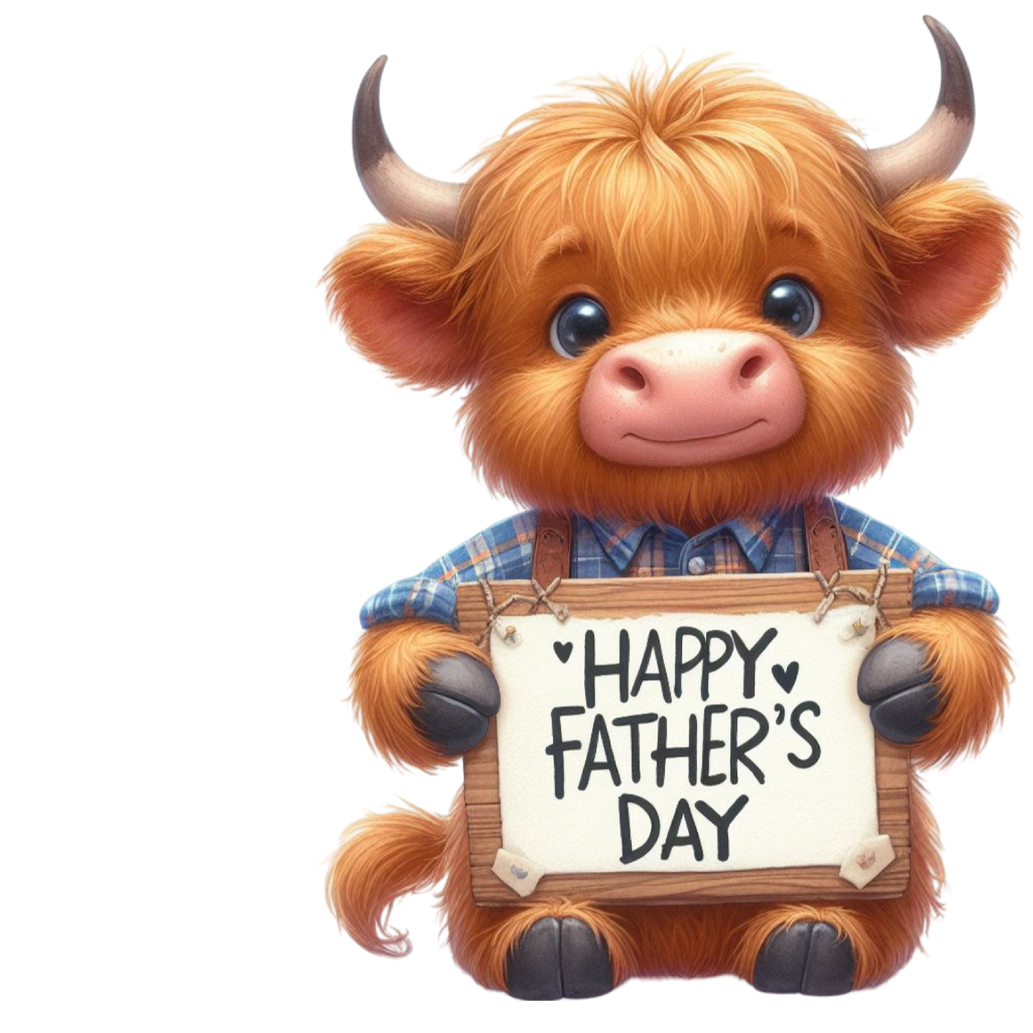 Happy Father's Day With Cute Highland Cow PNG, Watercolor Fa - Inspire ...