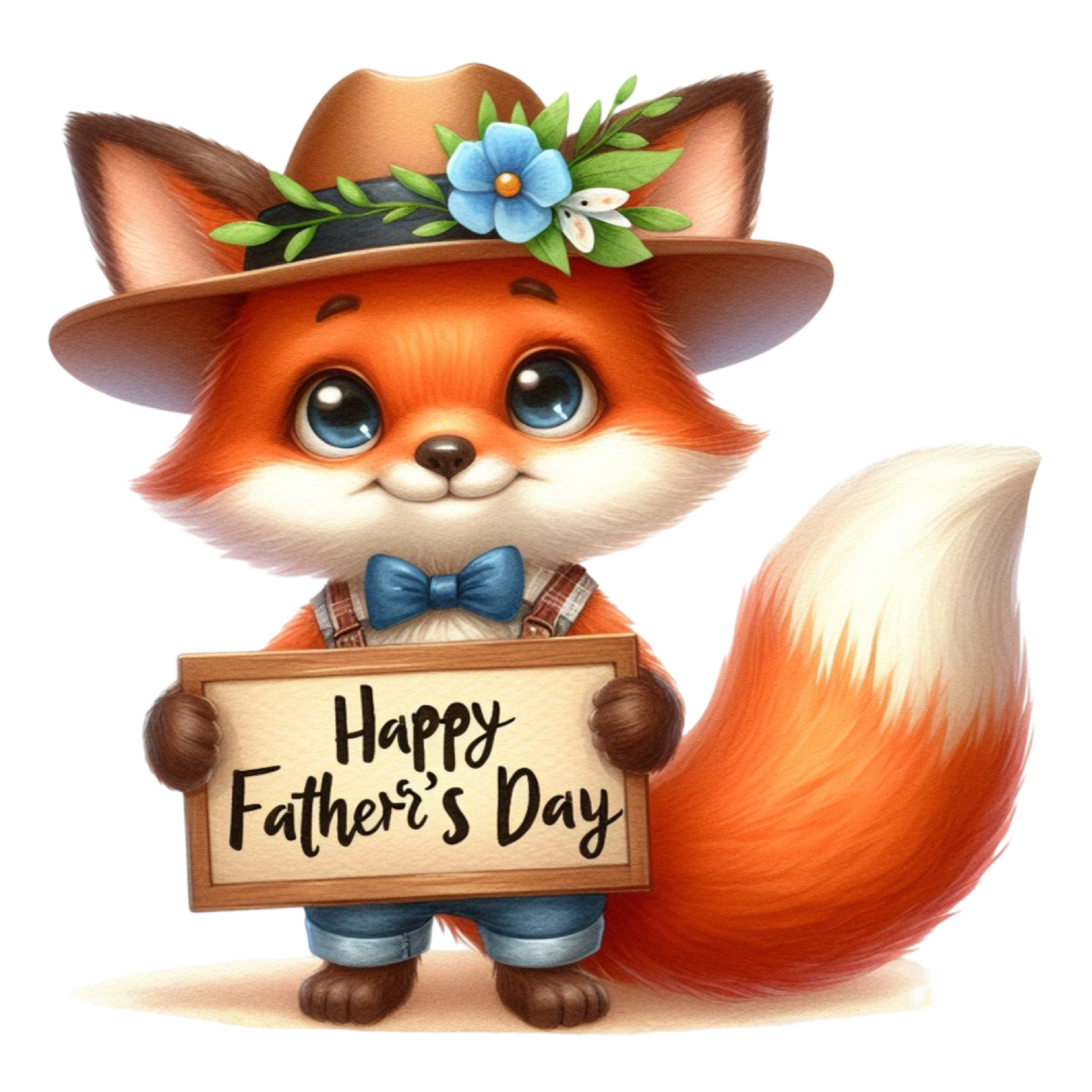 Happy Father's Day With Cute Fox PNG, Watercolor Father's Da - Inspire ...