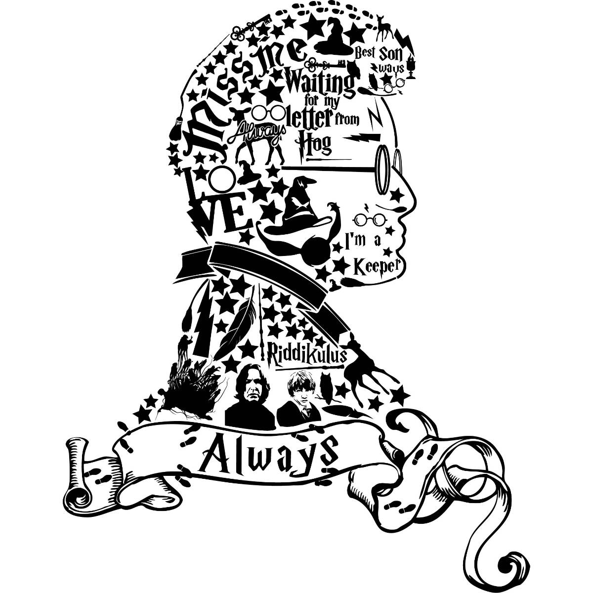 Head Silhouette Svg, Harry Potter Svg, Harry Potter Movie Sv | Inspire ...